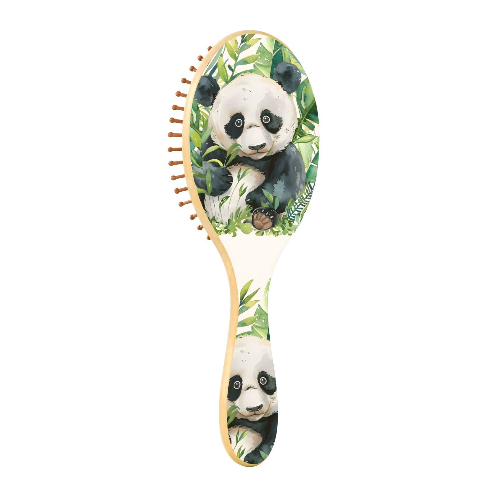 JSTEL Baby Panda Palm Leaf Hair Brush for Women Men Natural Wood ...