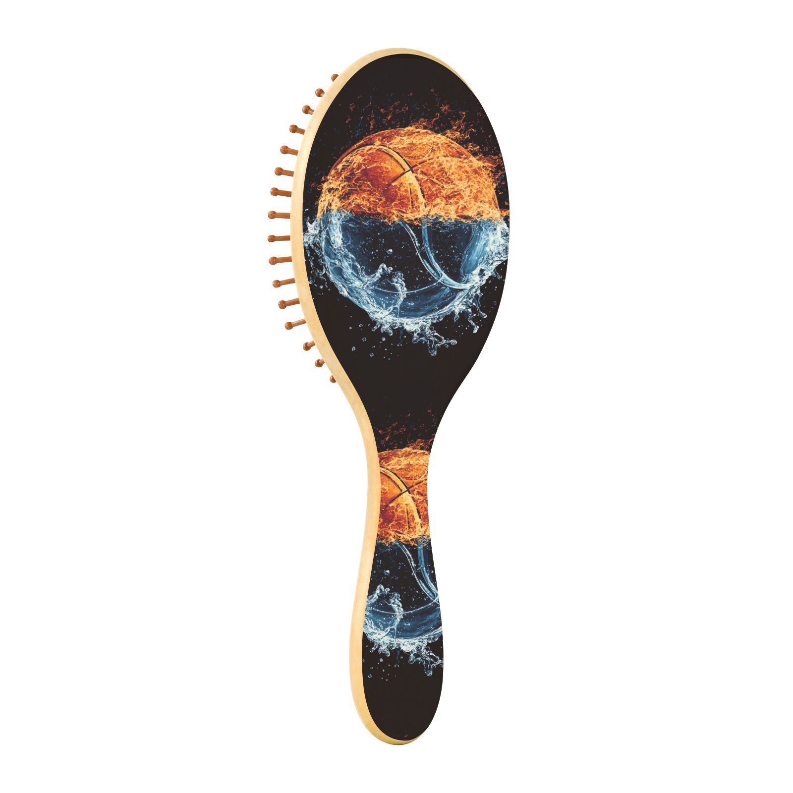 JSTEL Basketball Water and Fire Hair Brush for Women Men Natural Wood ...