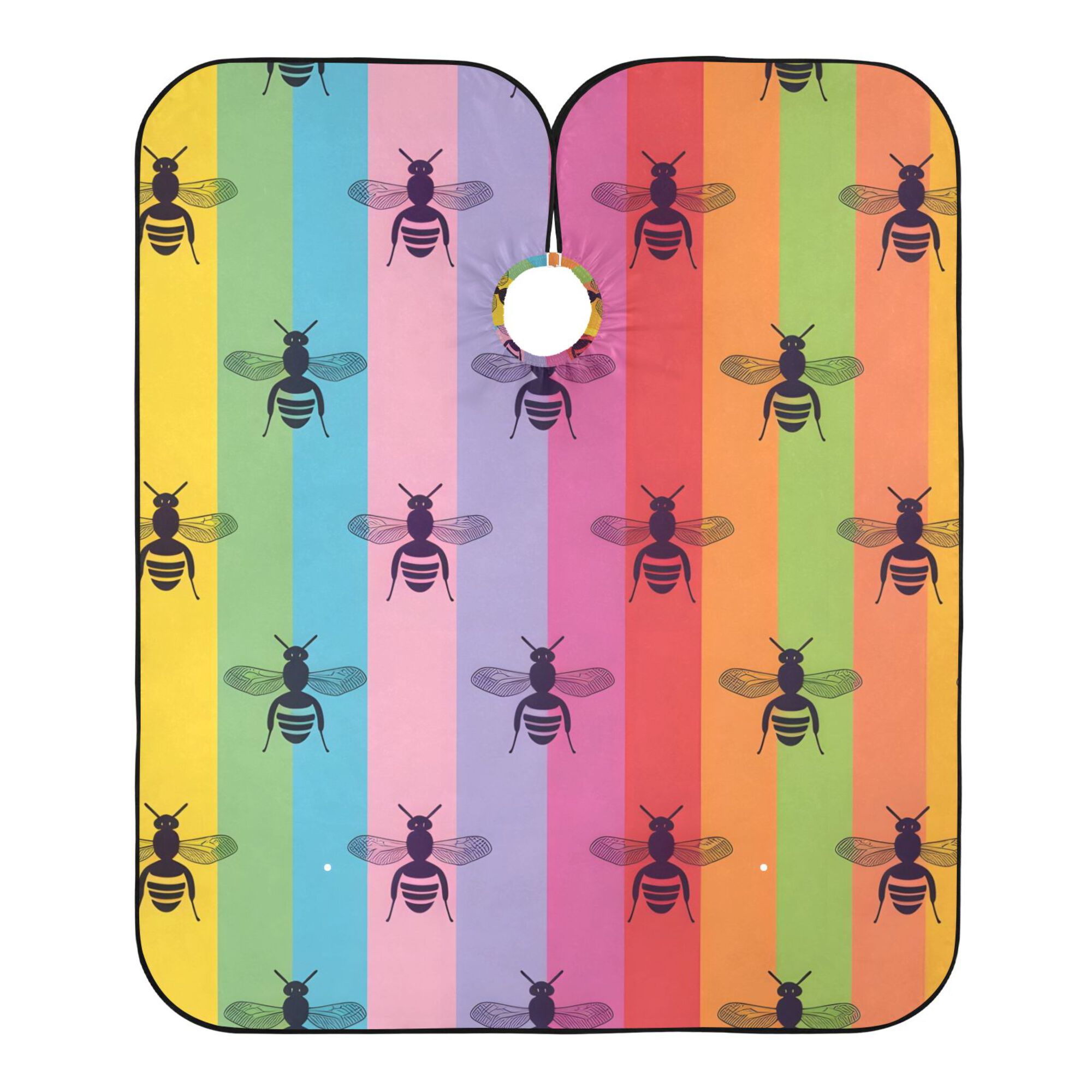 JSTEL Bee Rainbow Stripes Waterproof Barber Cape for Men Women Beard ...