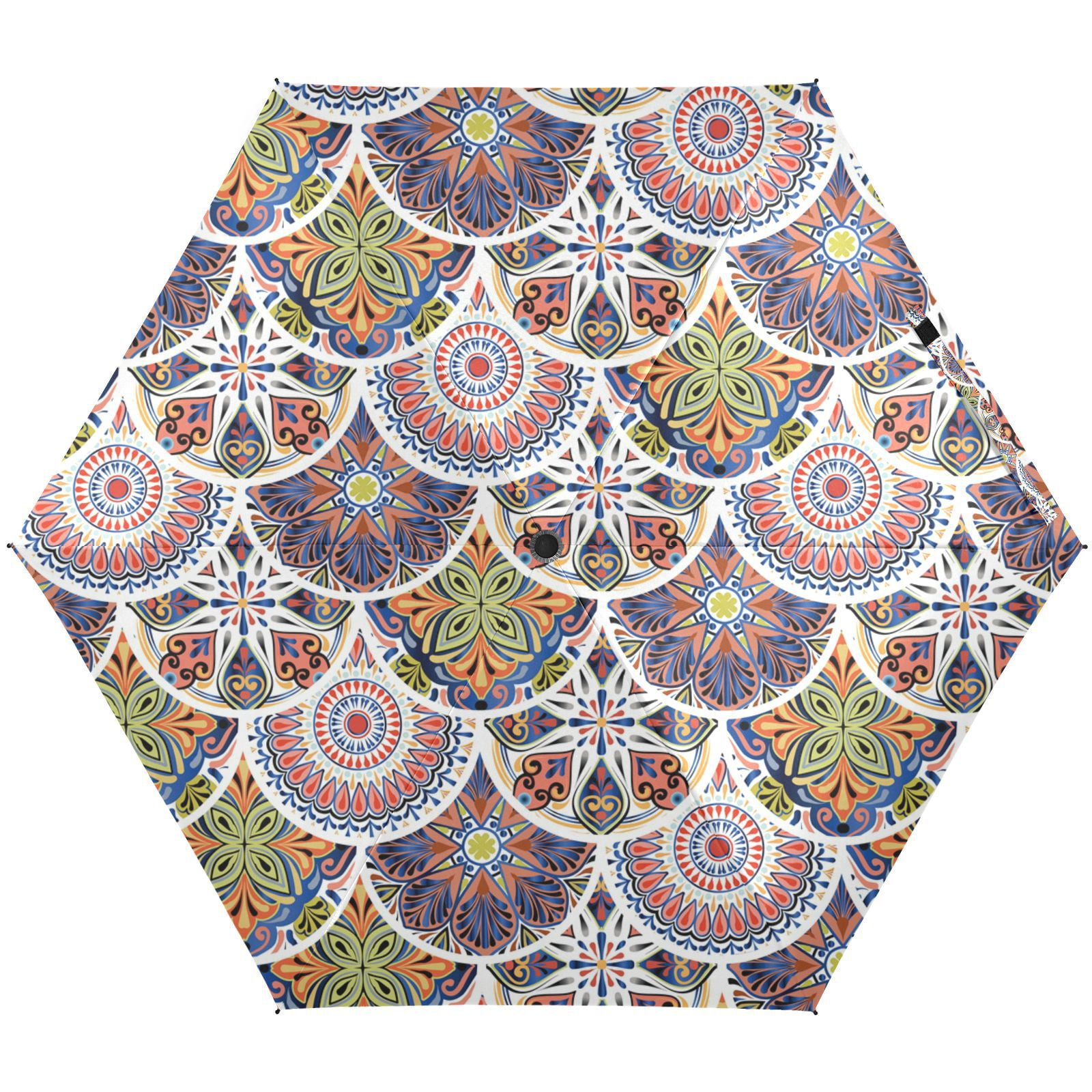 JSTEL Bohemian Mandala Boho Chic Mermaid Folding Umbrella for Rain Sun ...
