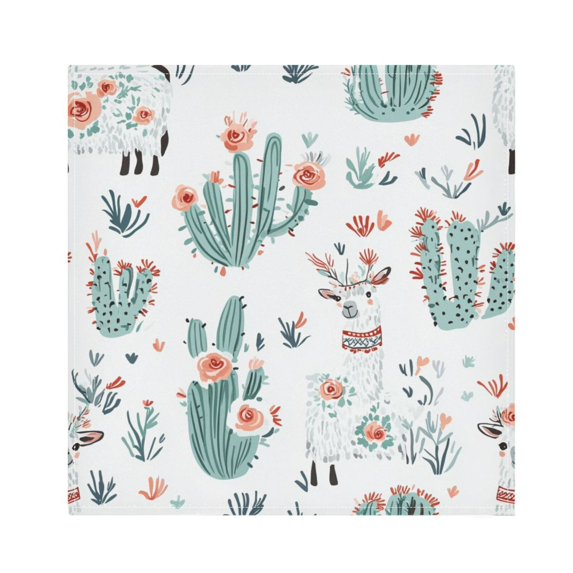 JSTEL Boho Llama Cactus Cloth Napkins Set of 4, 20x20 Inch Washable and ...