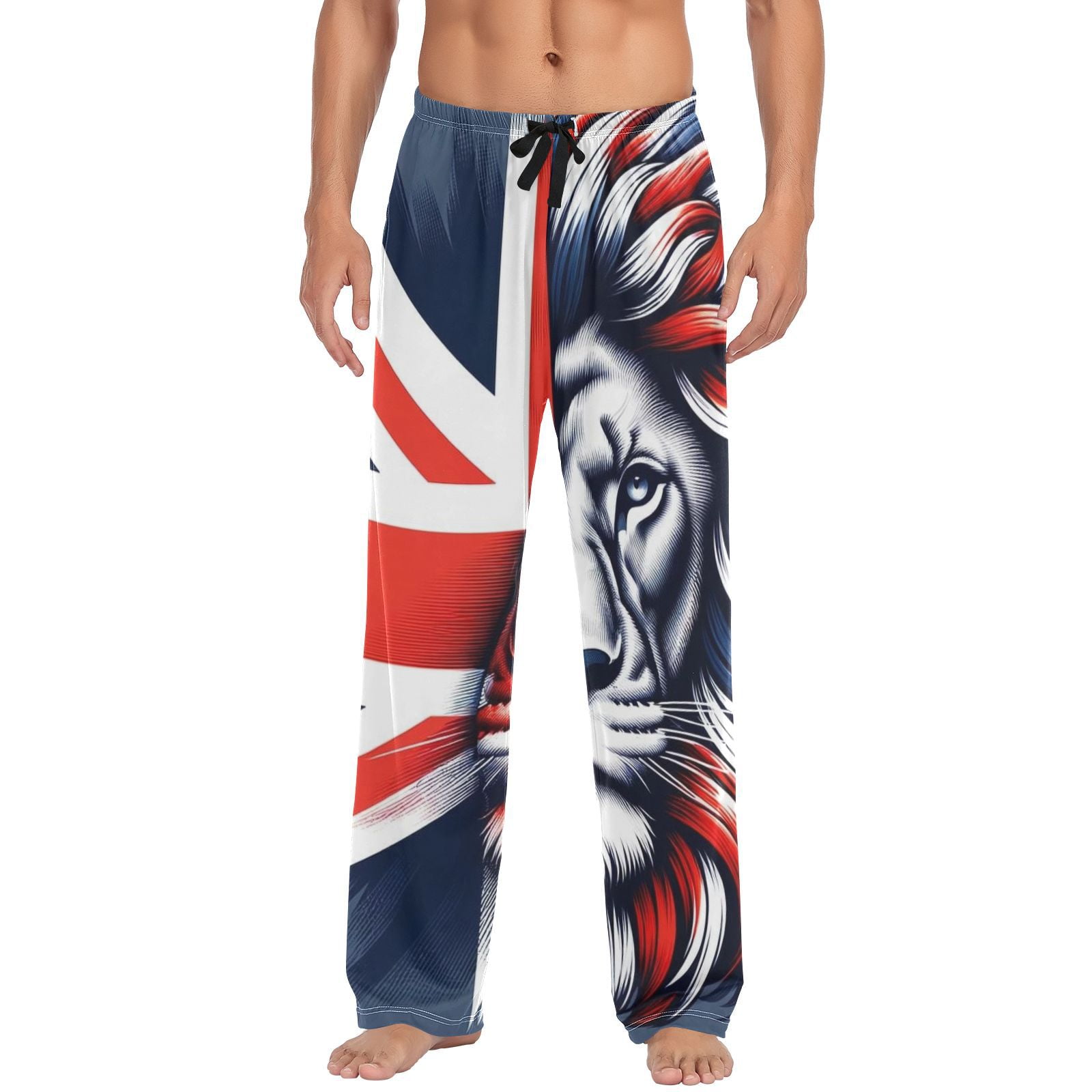 JSTEL British Flag Lion Men's Sleepwear Mens Pajama Pants Bottoms with ...
