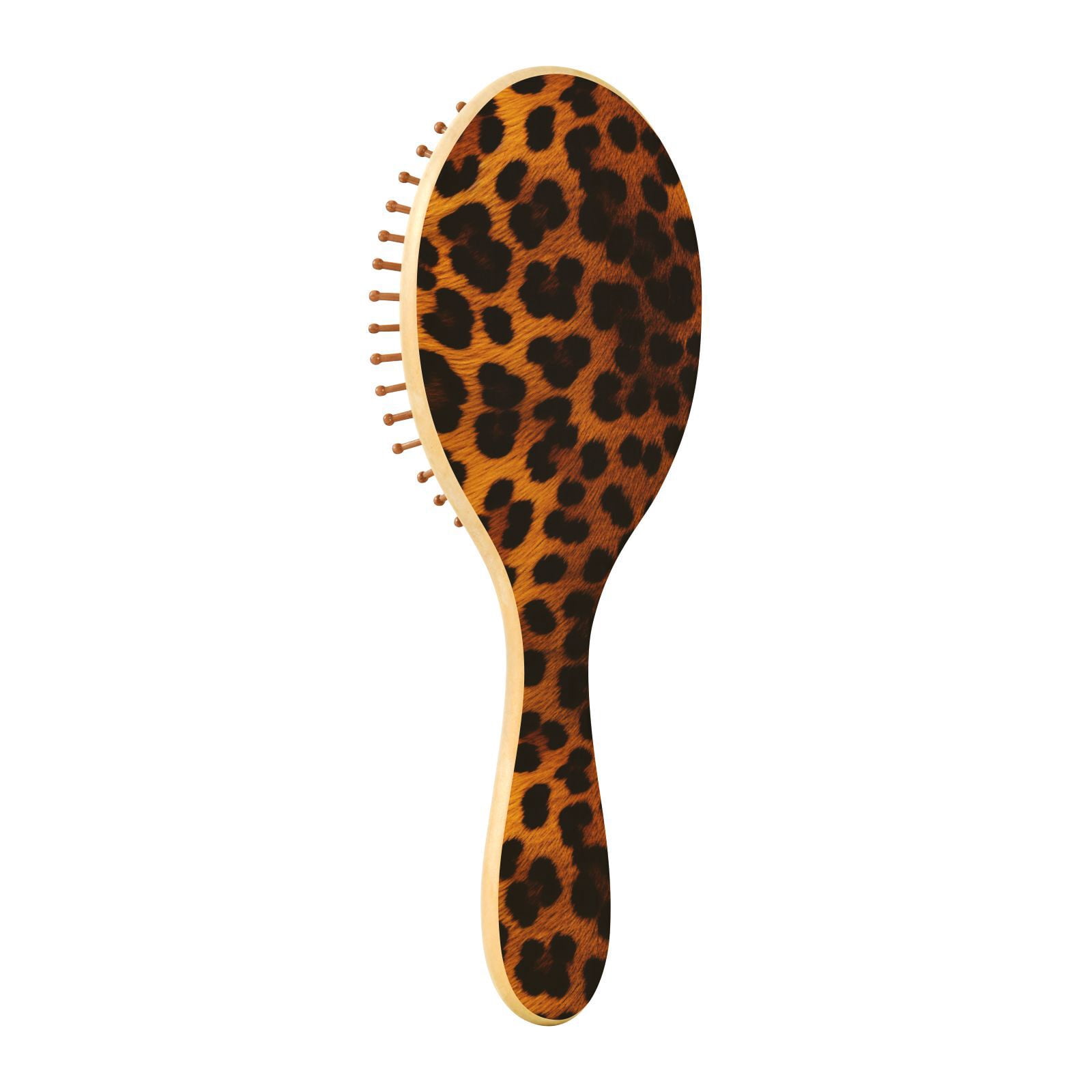 JSTEL Brown Leopard Cheetah Print Hair Brush for Women Men Natural Wood ...