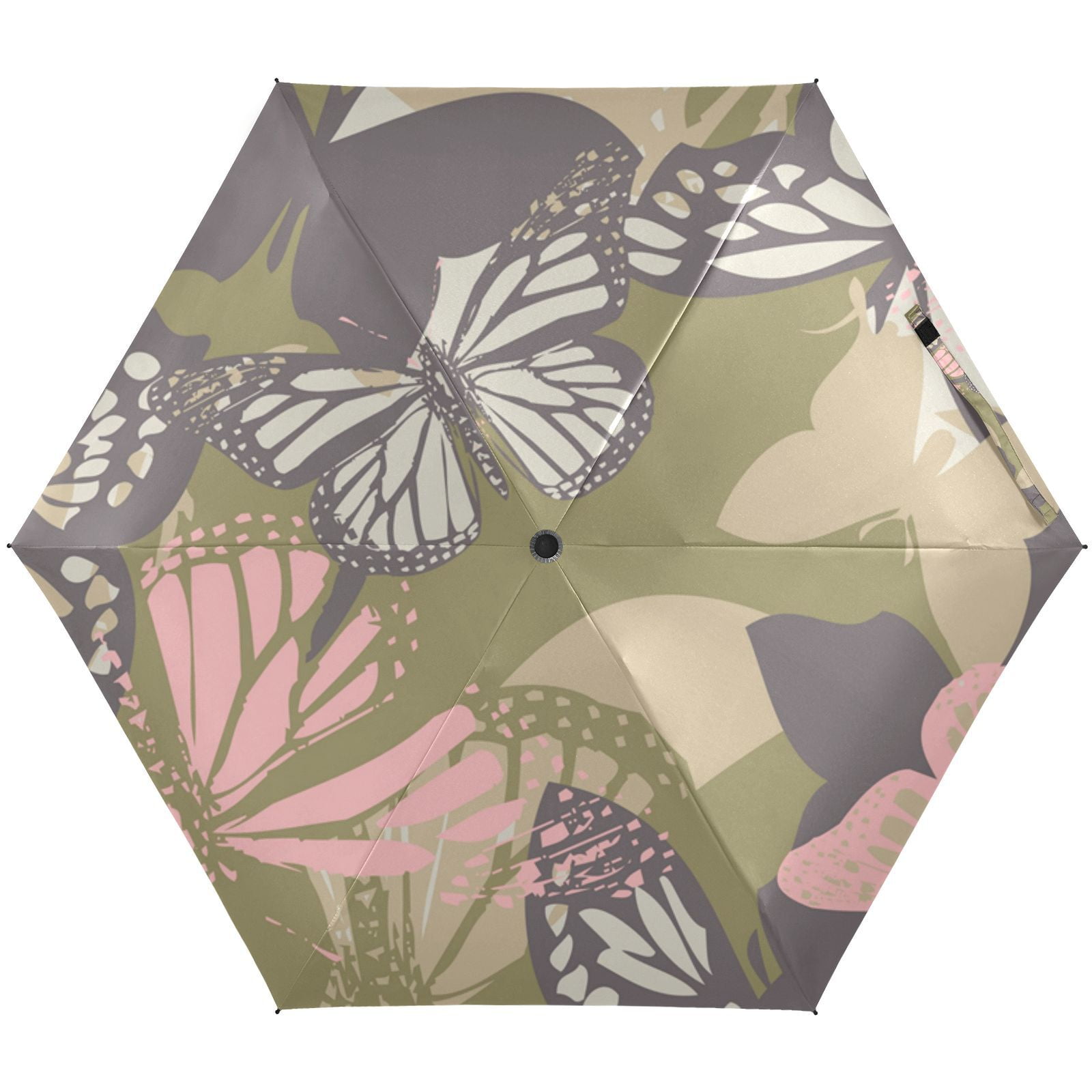 JSTEL Butterfly Camouflage Camo Folding Umbrella for Rain Sun Travel ...