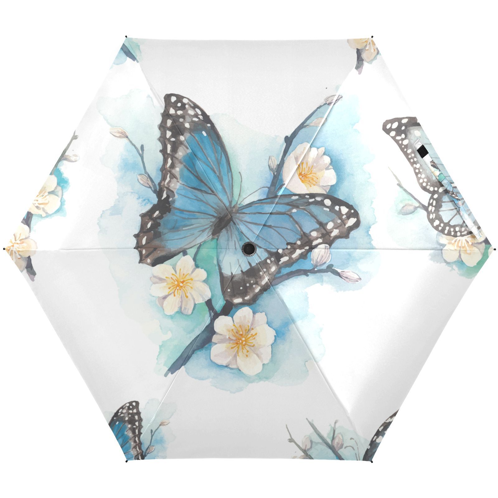 JSTEL Butterfly Cherry Blossom Flower Flroal Folding Umbrella for Rain ...