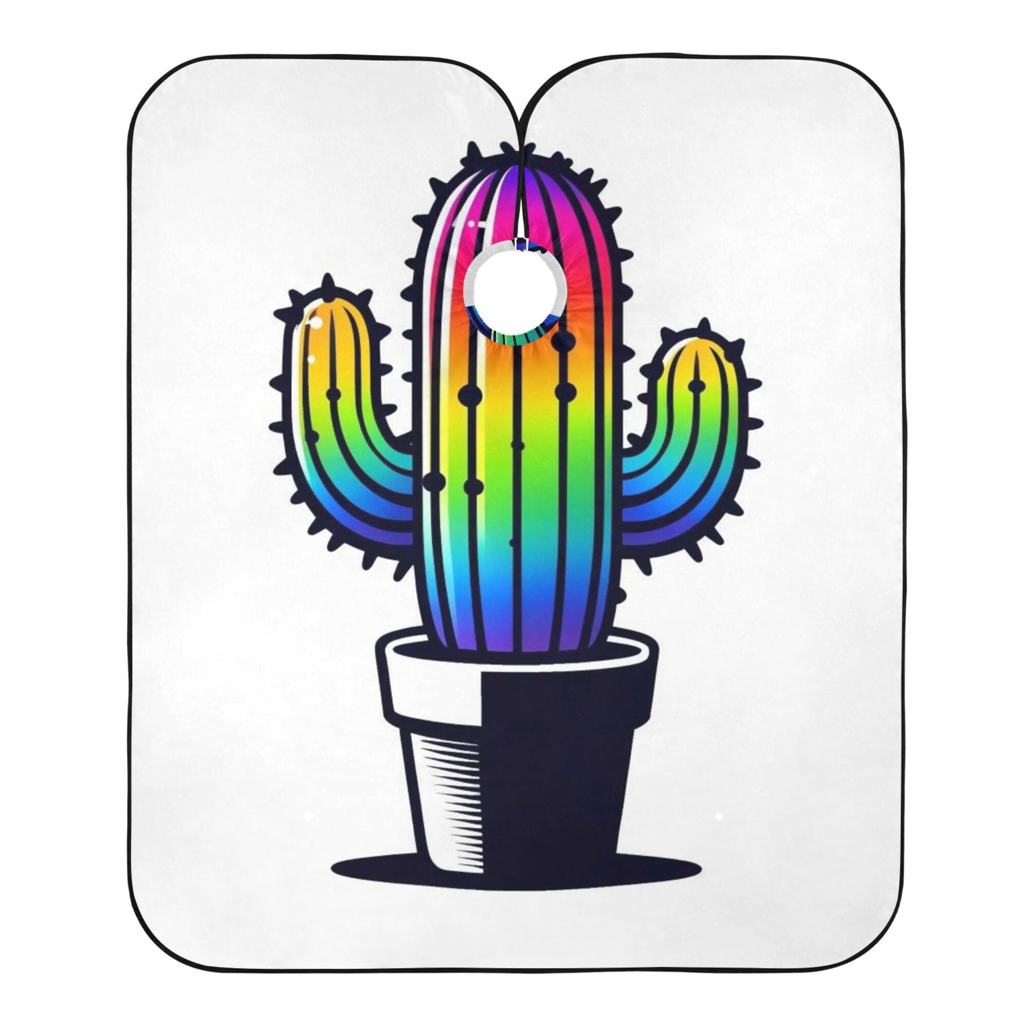 JSTEL Cactus Cacti Rainbow Color Waterproof Barber Cape for Men Women Beard Shaving Bib Apron ...