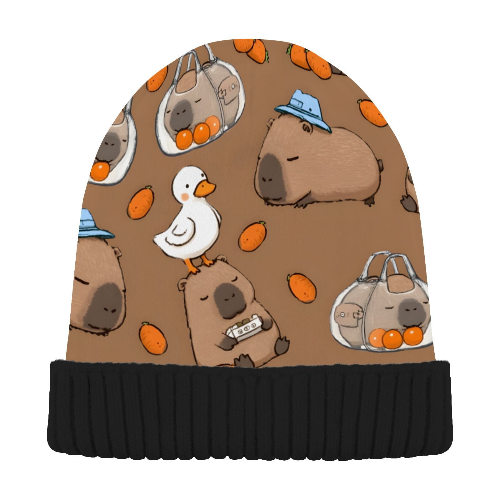JSTEL Capybara Duck Beanie for Women Men Winter Hat Reversible Skull ...