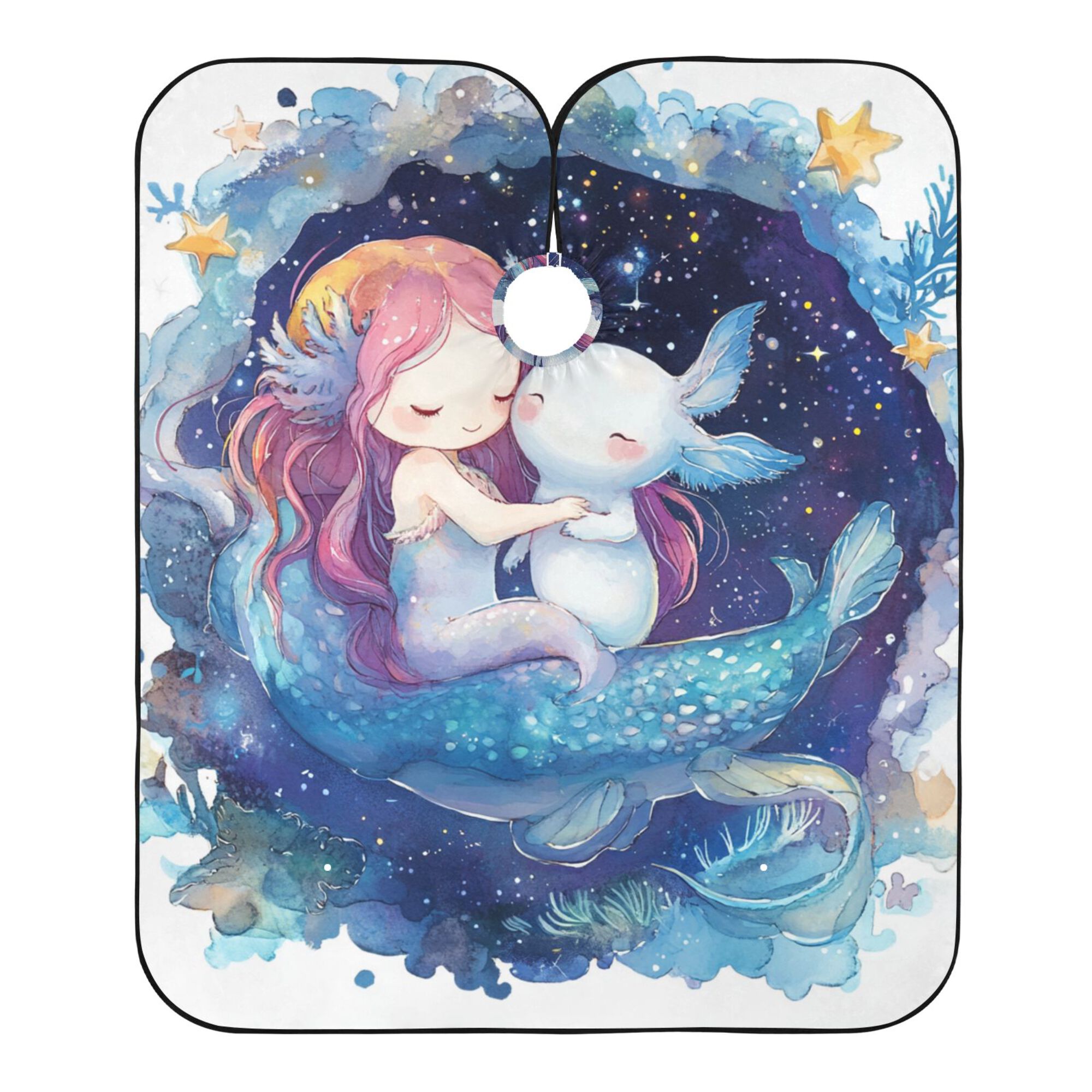 JSTEL Cartoon Axolotl and Mermaid Waterproof Barber Cape for Men Women ...