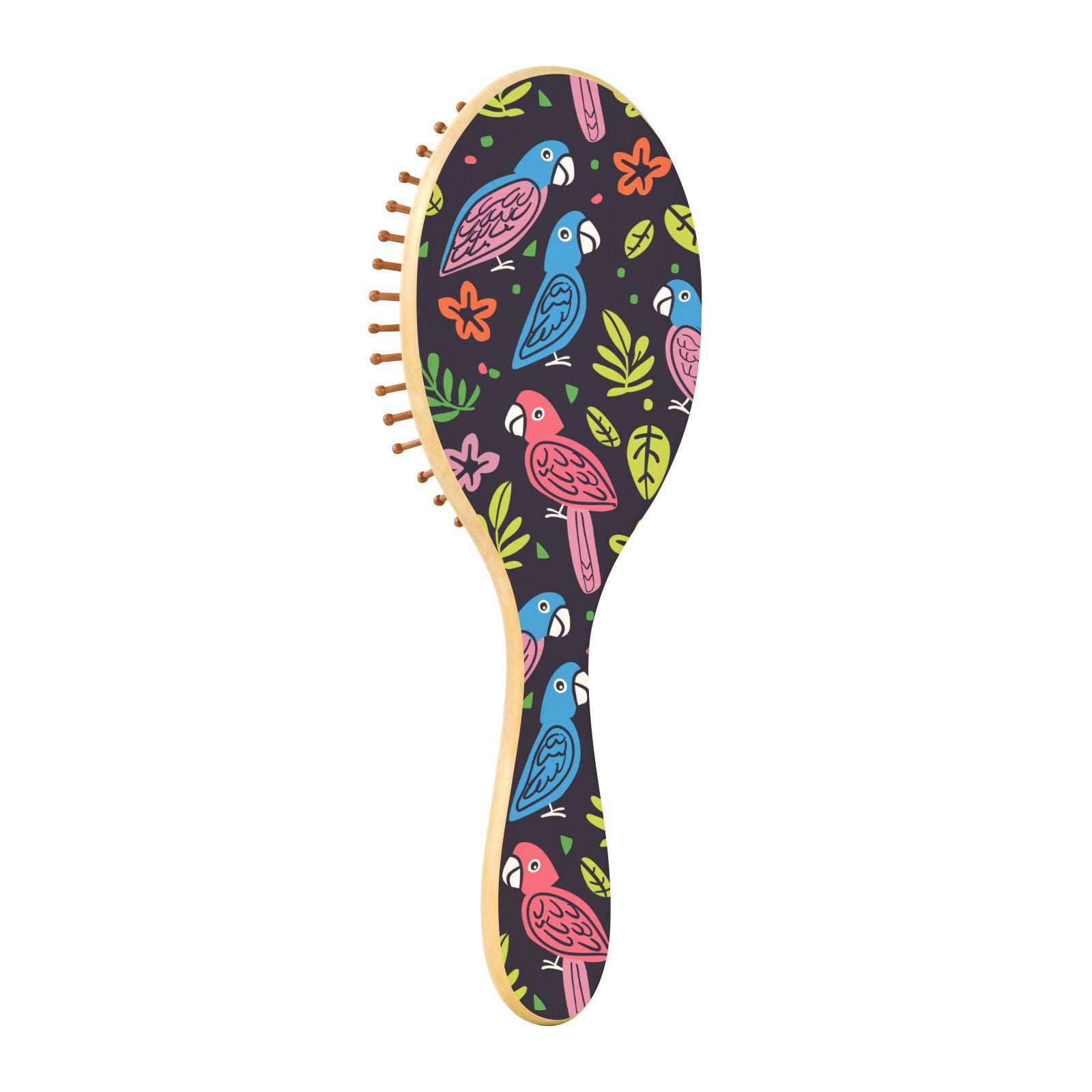 JSTEL Cartoon Cute Parrot Hair Brush for Women Men Natural Wood ...