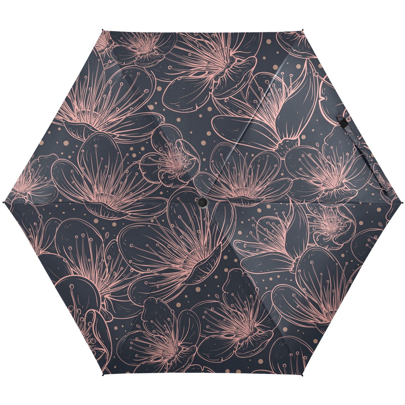 JSTEL Cherry Blossoms Flower Floral Folding Umbrella for Rain Sun ...