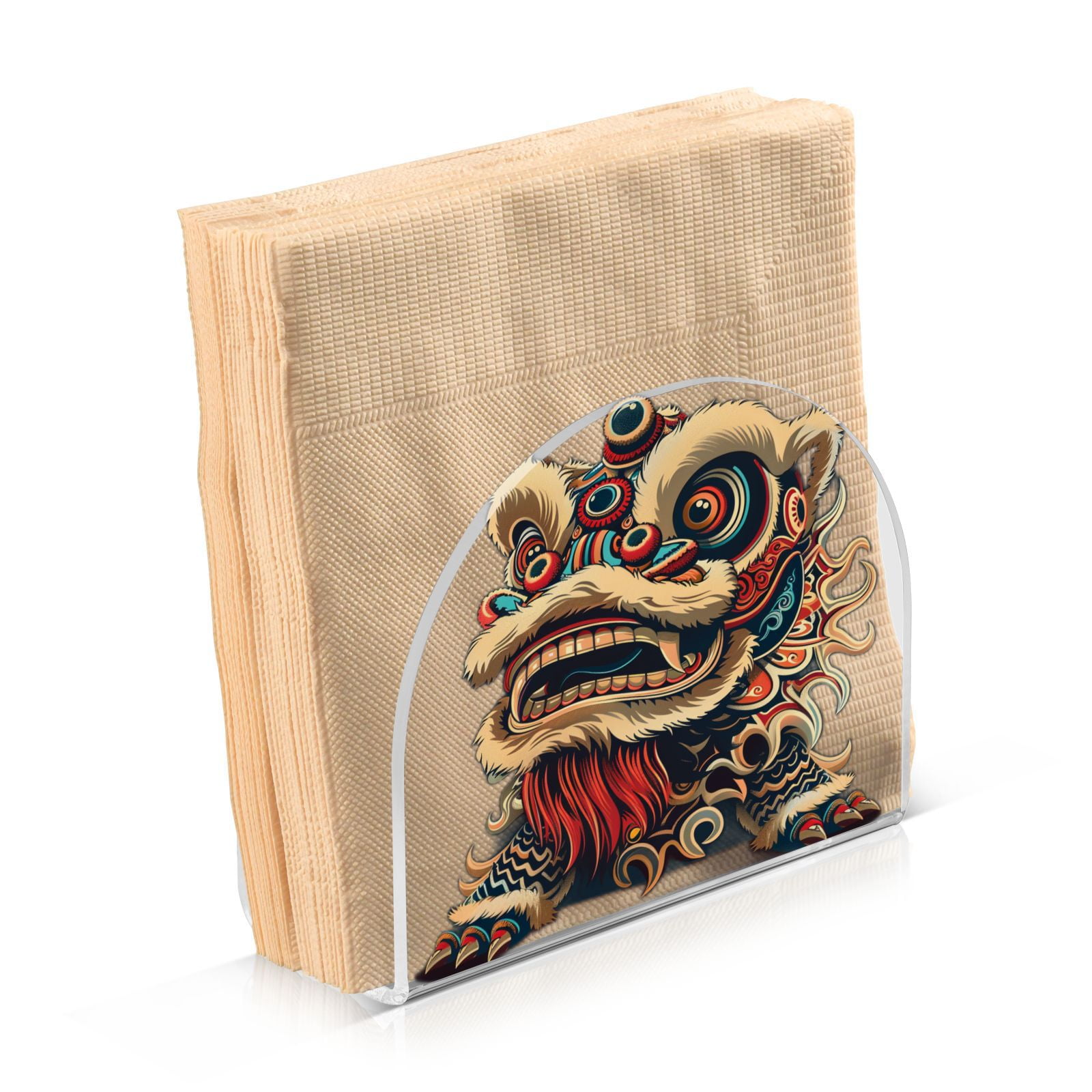 JSTEL Chinese Lion Napkin Holder for Table Cocktail Farmhouse, Paper ...