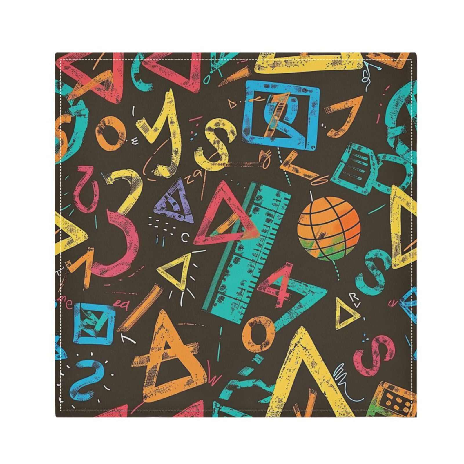 JSTEL Colorful Math Symbols Cloth Napkins Set of 1, 20x20 Inch Washable ...