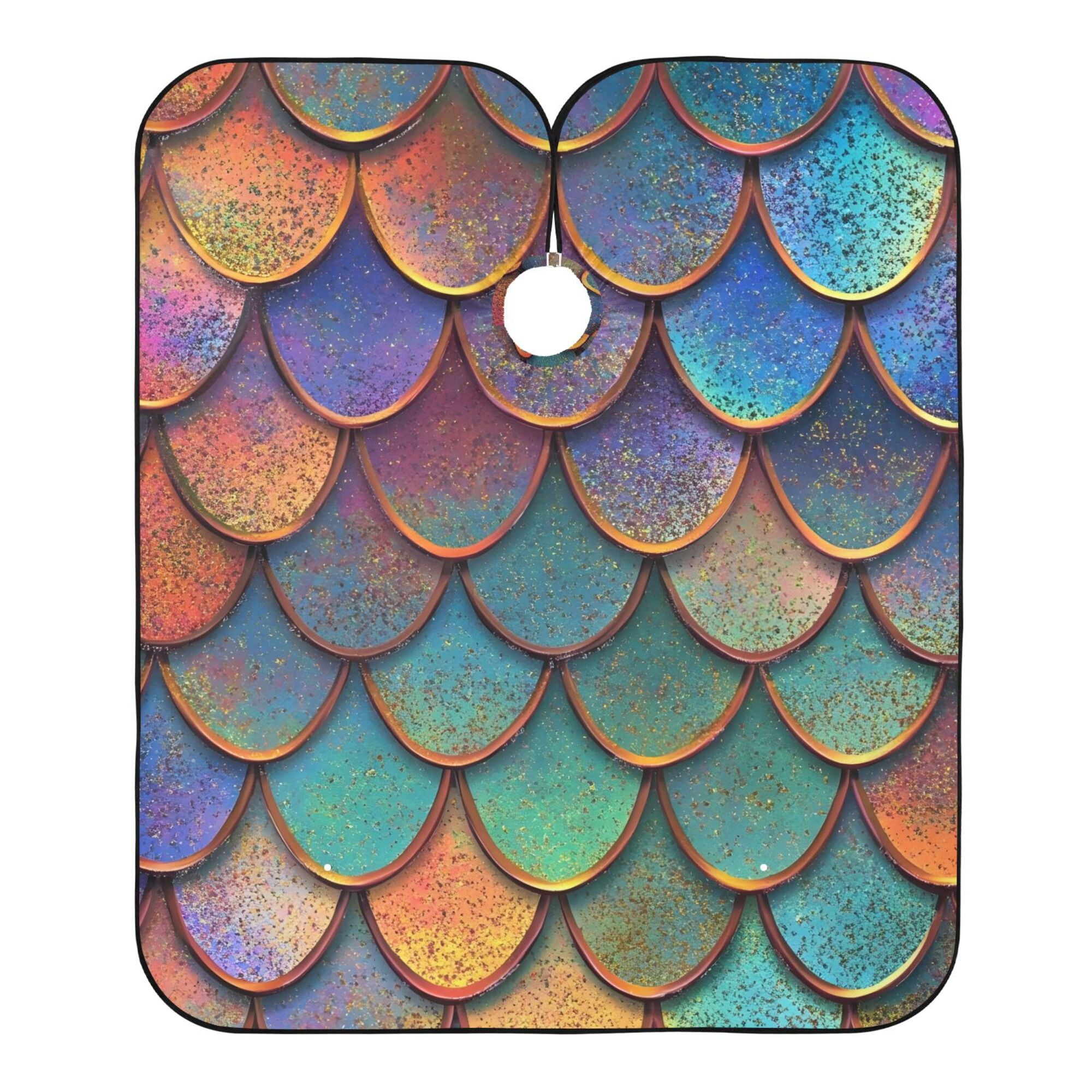 JSTEL Colorful Mermaid Scales Waterproof Barber Cape for Men Women ...