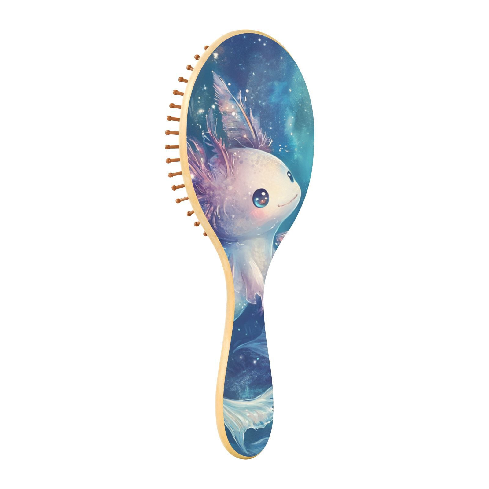 JSTEL Cute Axolotl Mermaid Hair Brush for Women Men Natural Wood ...