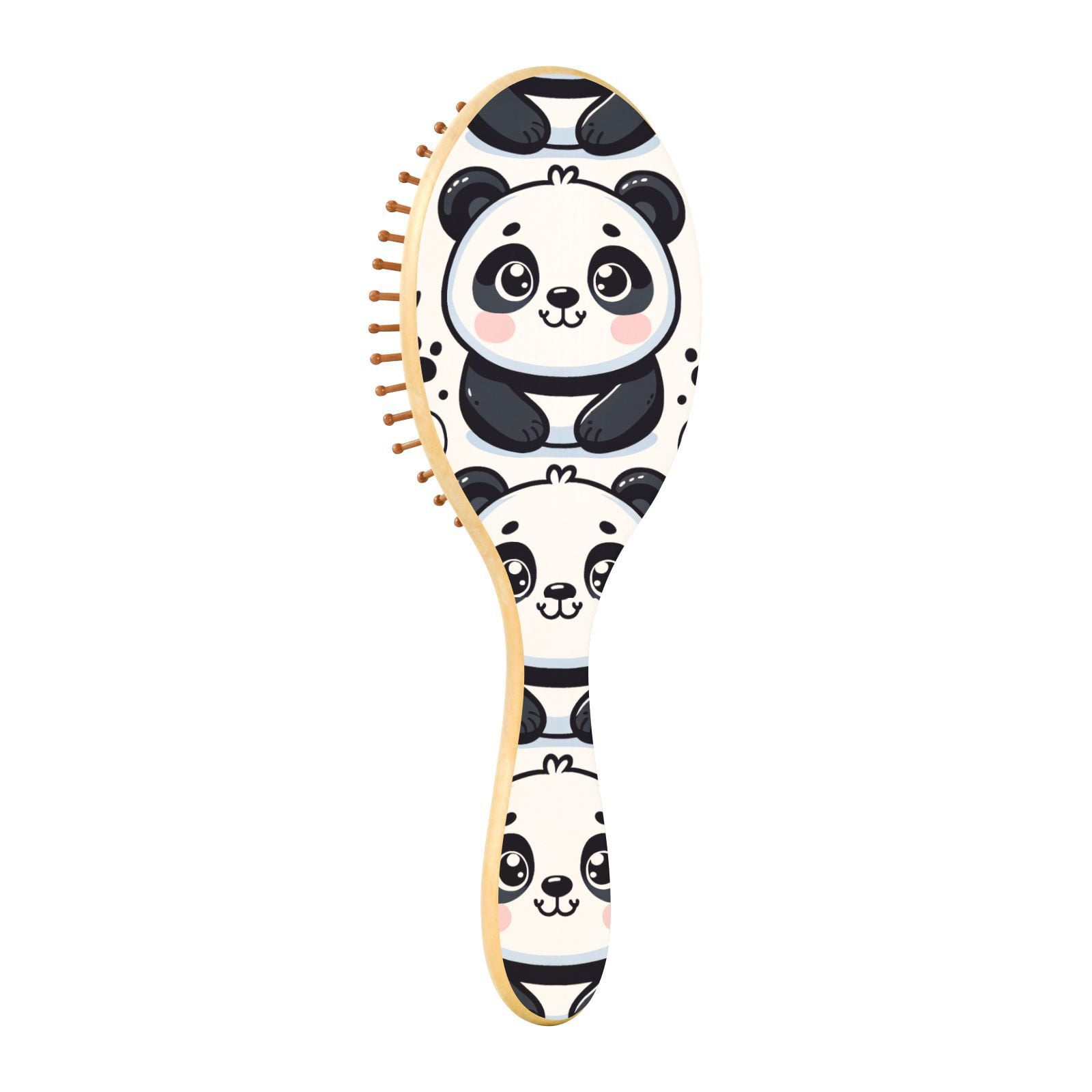 JSTEL Cute Cartoon Panda Hair Brush for Women Men Natural Wood ...