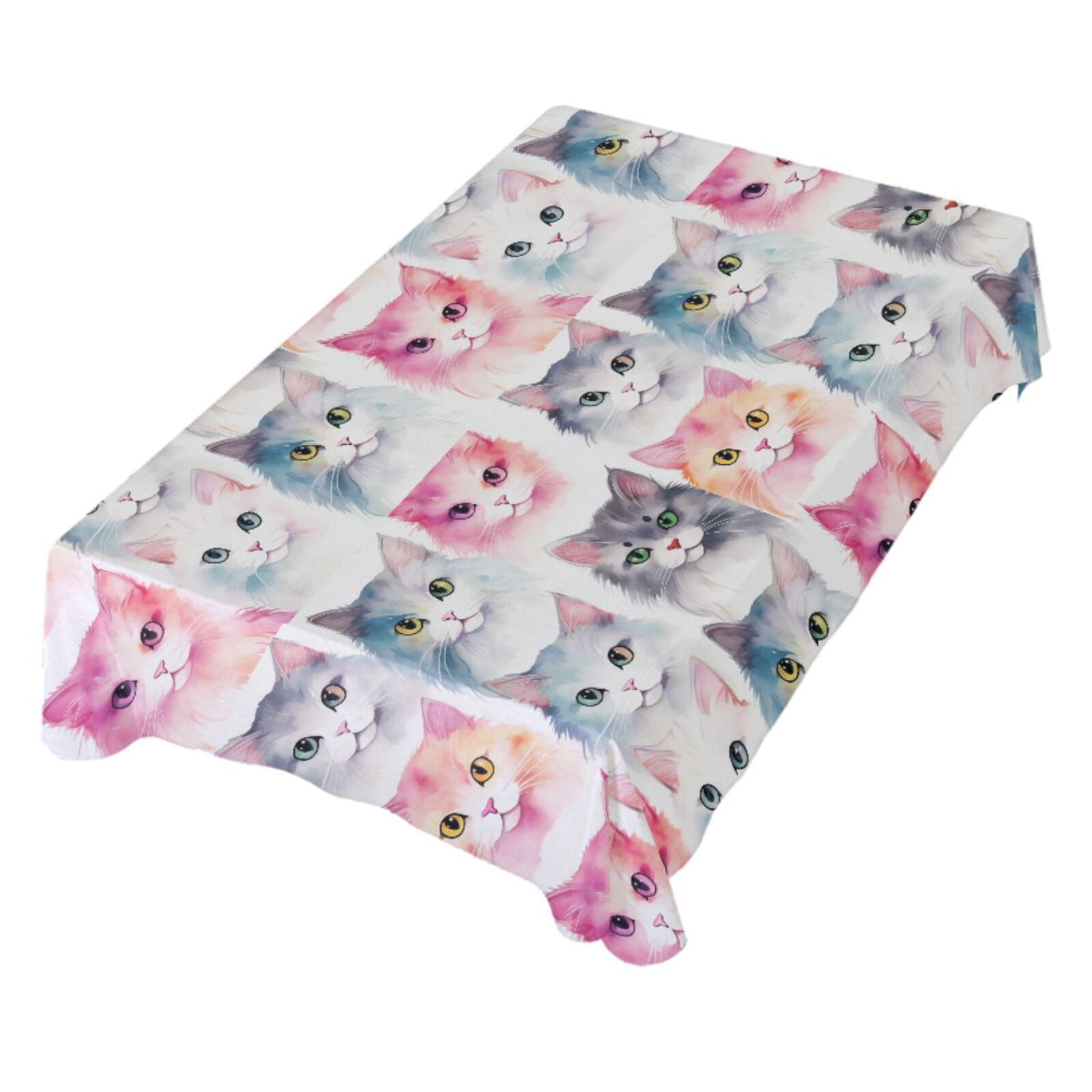 JSTEL Cute Cat Watercolor Kitten Table Cloth Rectangle 54 x 72 Inch ...