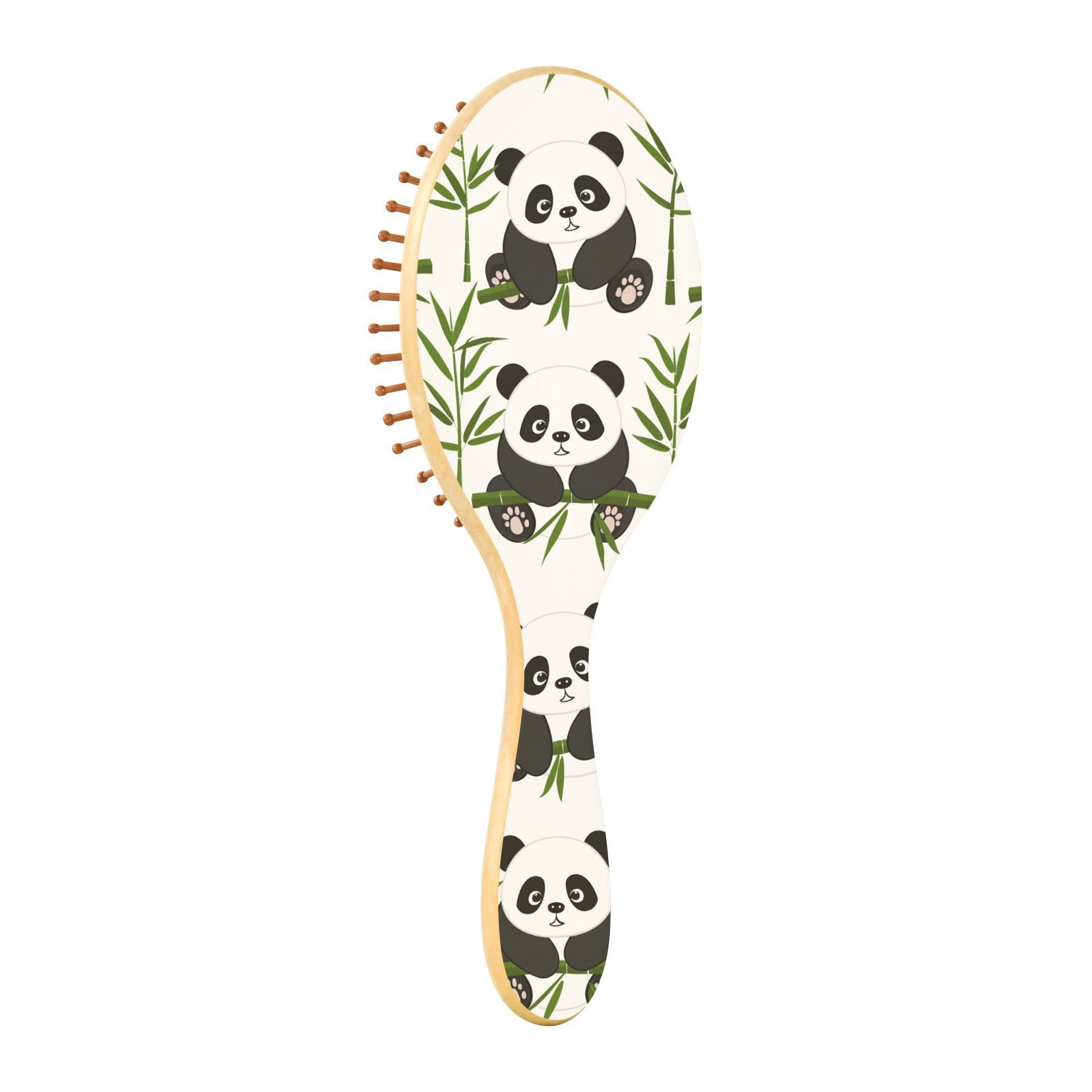 JSTEL Cute Panda Animal Hair Brush for Women Men Natural Wood Detangler ...