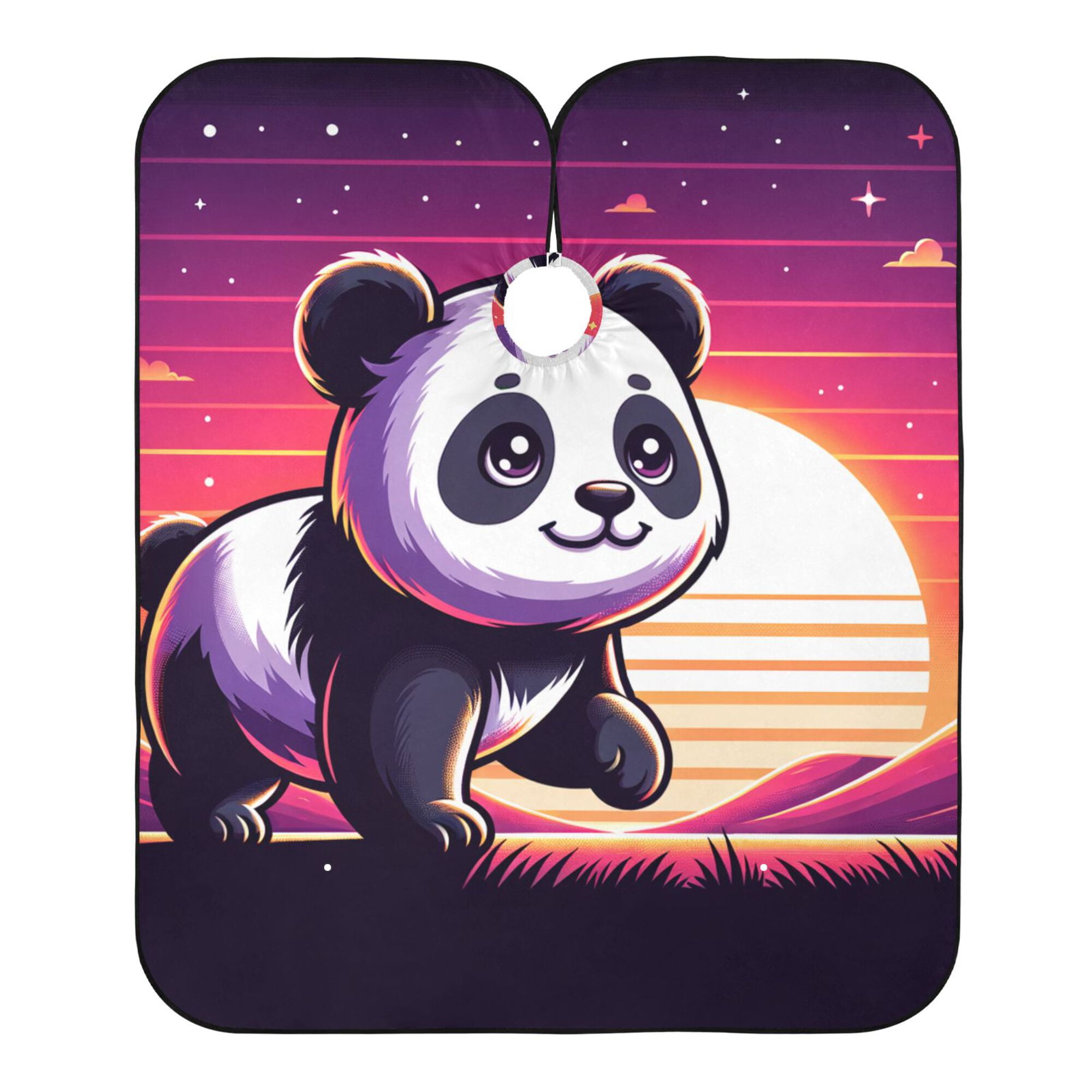 JSTEL Cute Panda Sunset Waterproof Barber Cape for Men Women Beard ...
