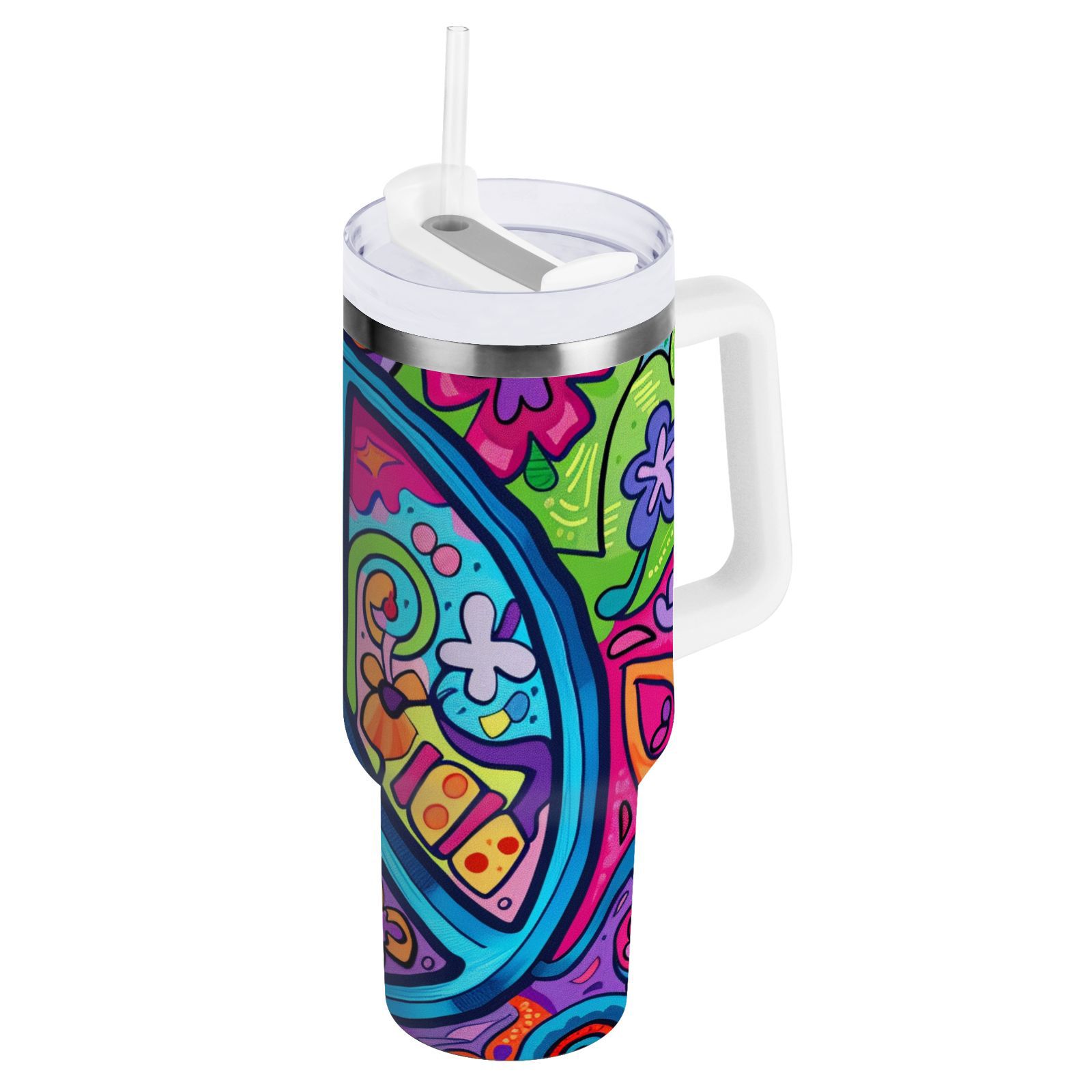 JSTEL Cute Peace Sign 30 oz Tumbler Stainless Steel Water Bottle Vacuum ...
