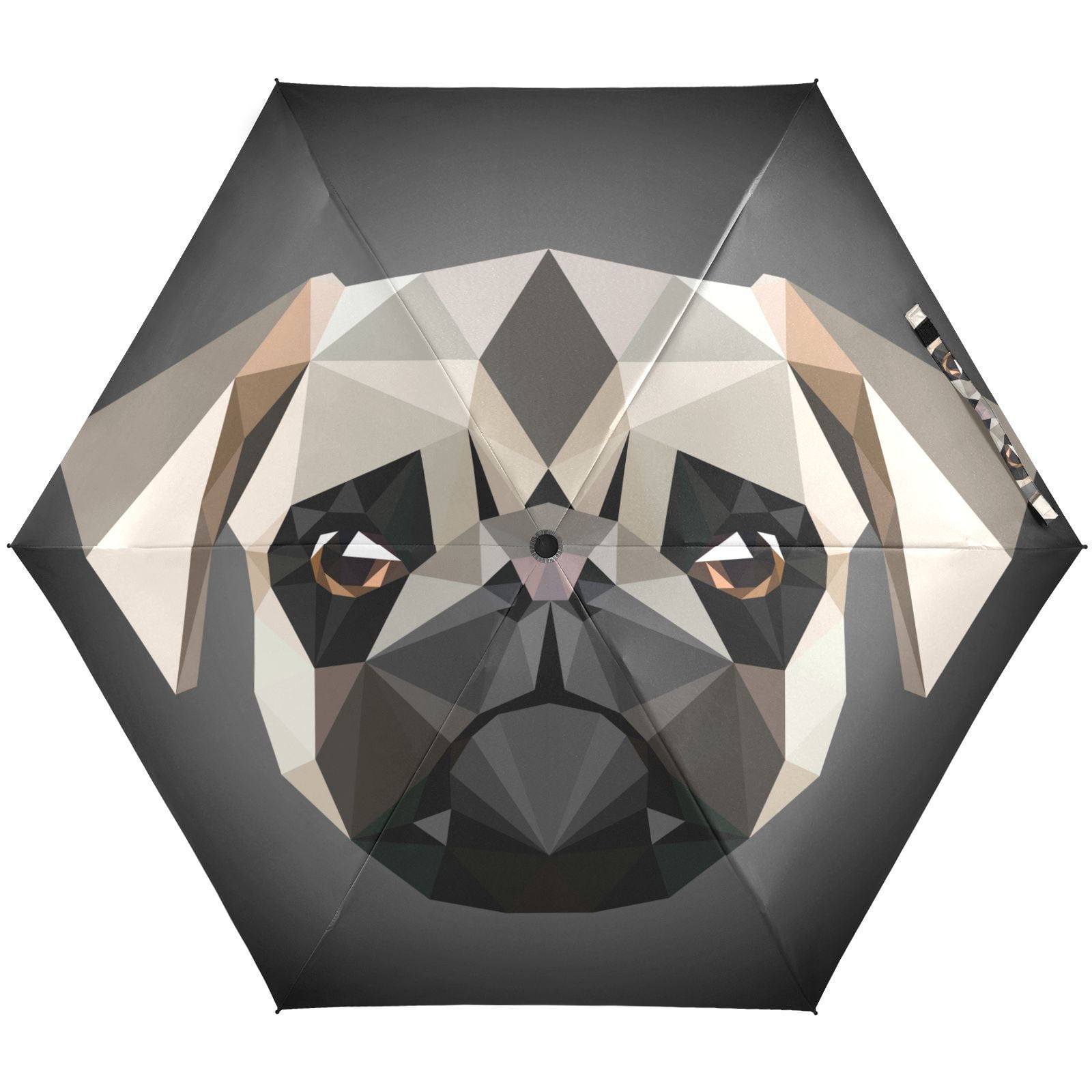 JSTEL Cute Pug Dog Face Animal Print Folding Umbrella for Rain Sun ...
