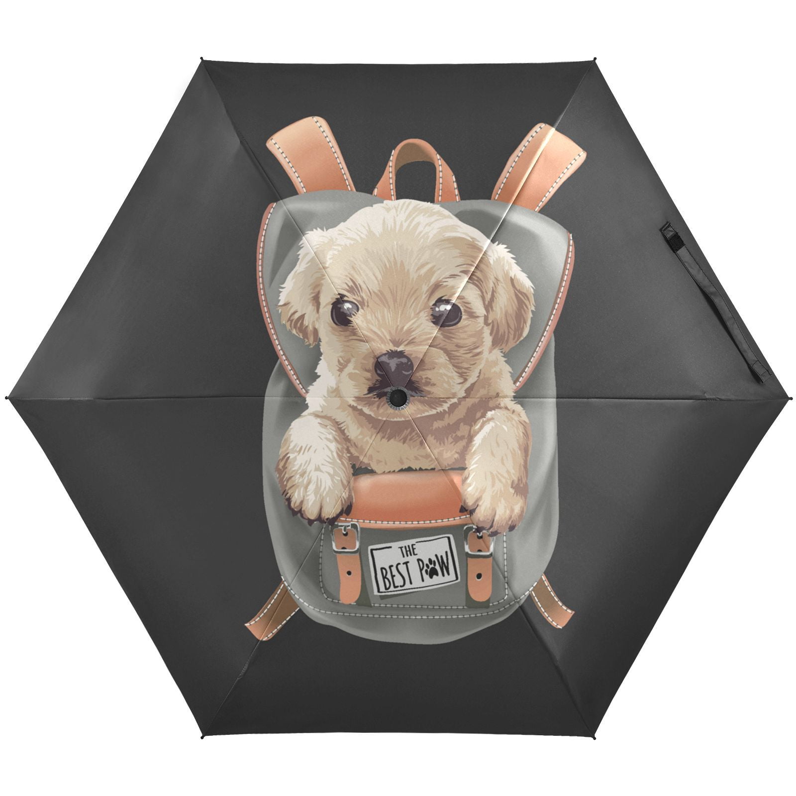 JSTEL Cute Puppy Dog in Backpack 3d Folding Umbrella for Rain Sun ...