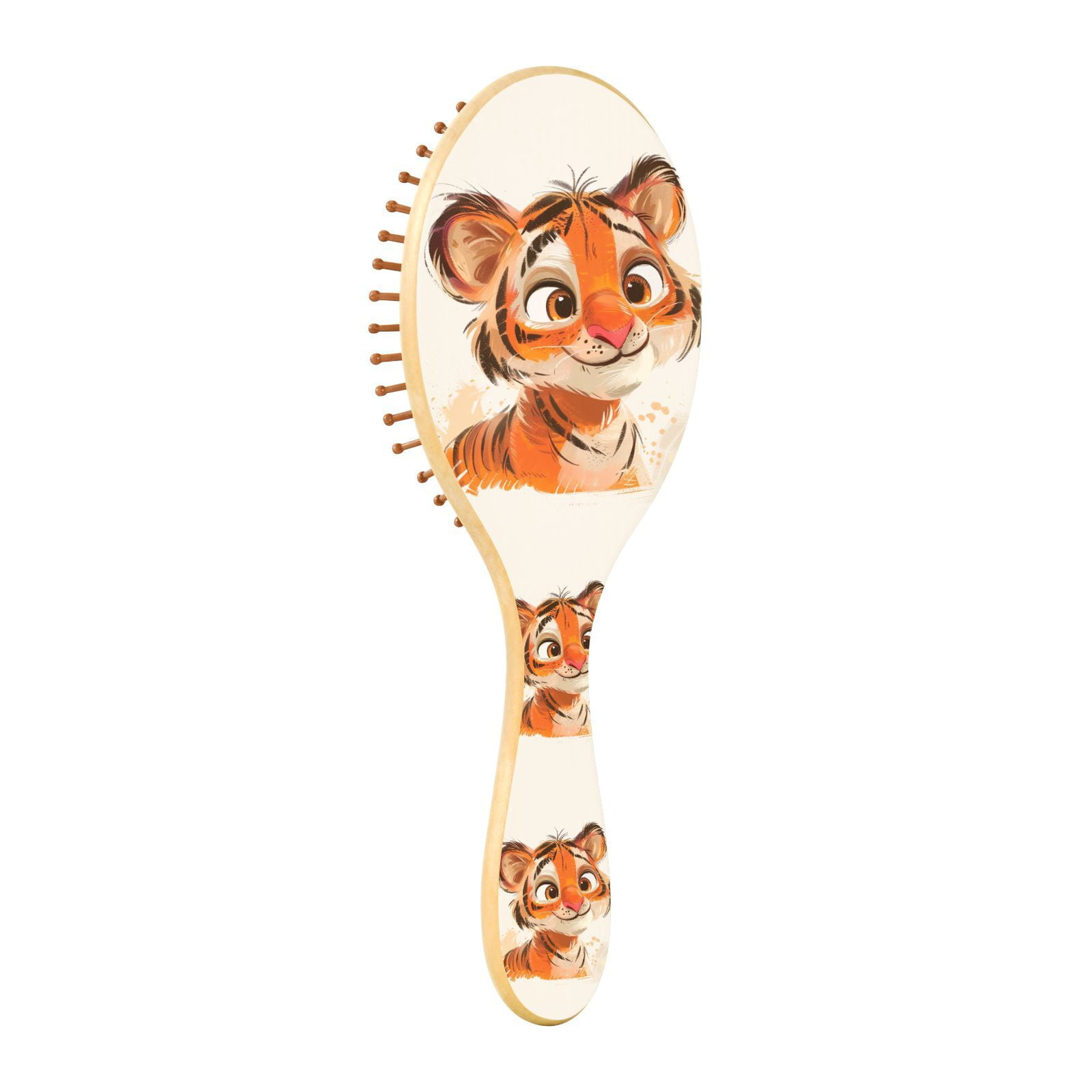 JSTEL Cute Tiger Cartoon Hair Brush for Women Men Natural Wood ...