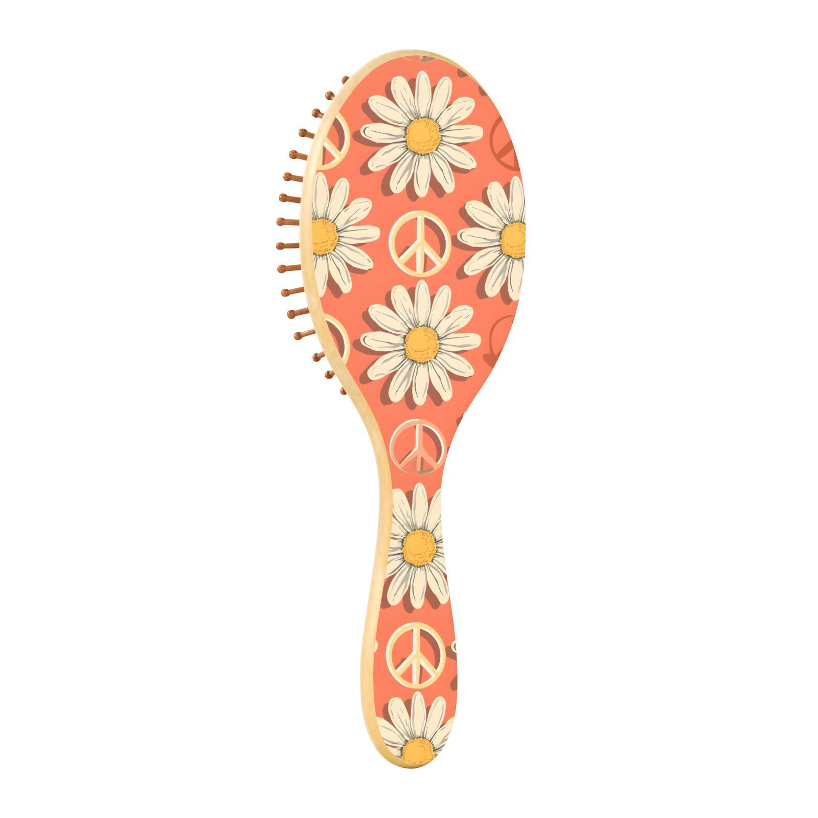 JSTEL Daisy Flower Peace Symbol Hair Brush for Women Men Natural Wood ...