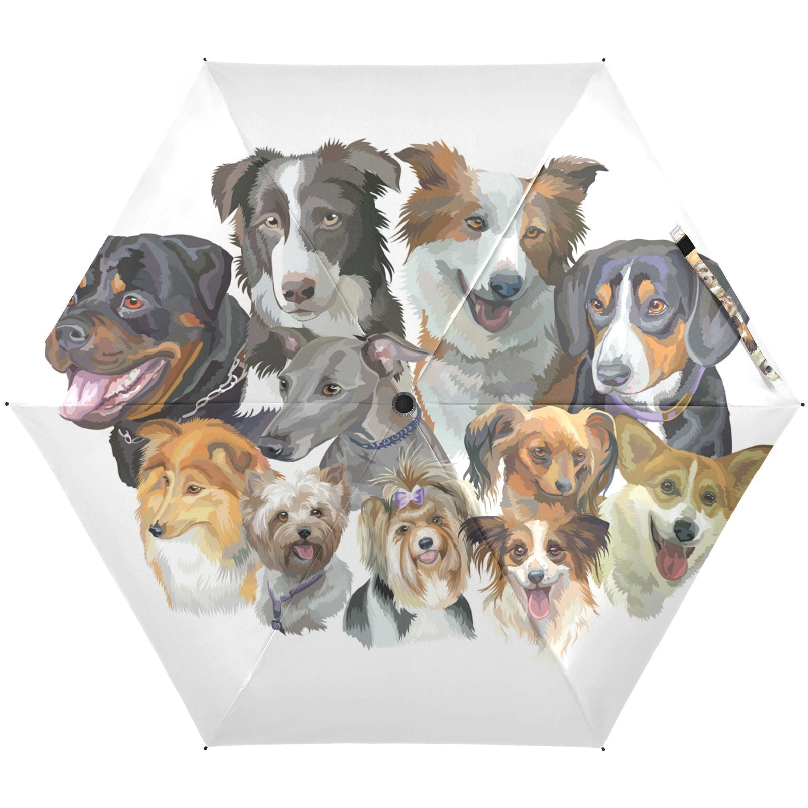 JSTEL Dog Breeds Animal Folding Umbrella for Rain Sun Travel Mini ...