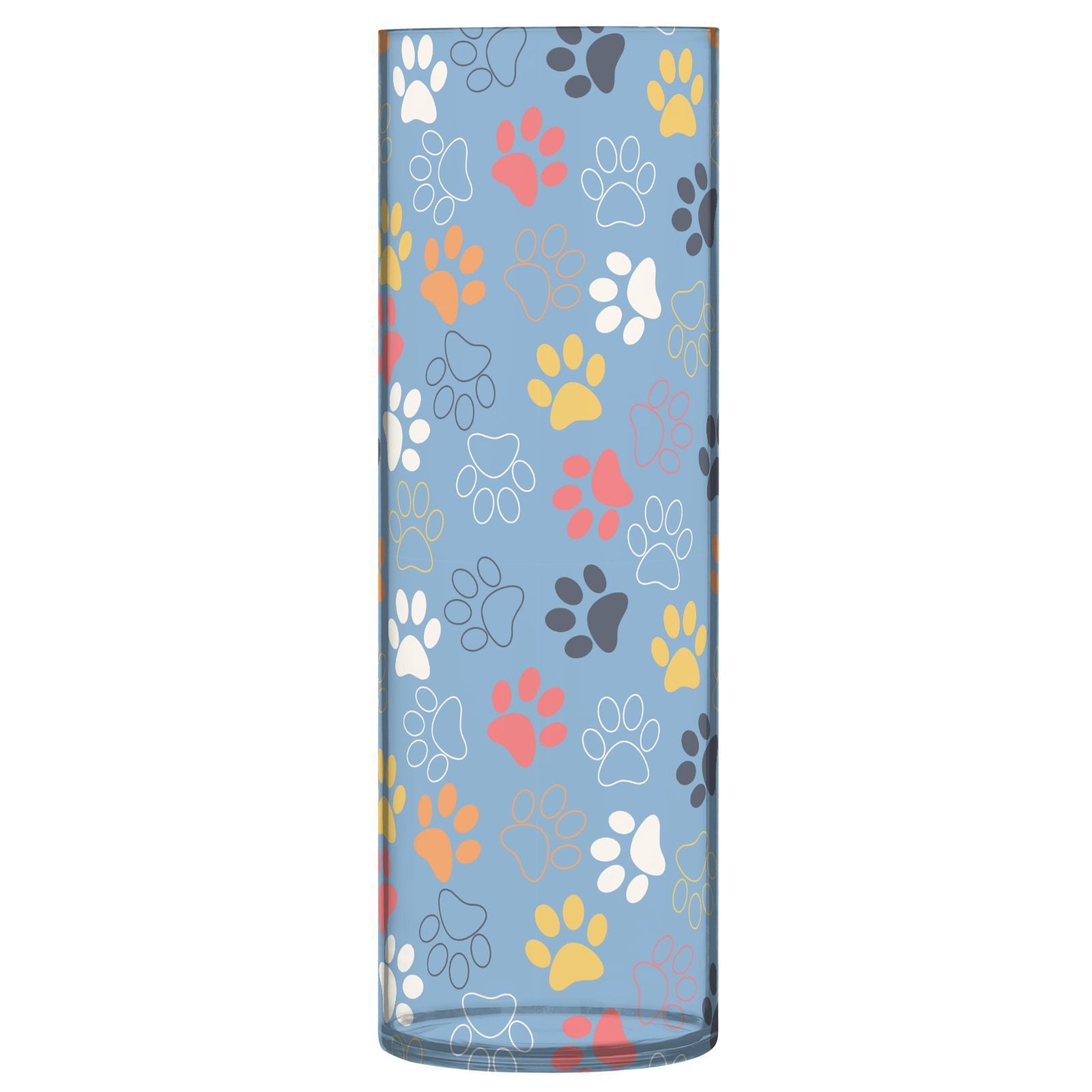 JSTEL Dog Paw Print Blue Flower Vase Decorative Floreros for Home Decor ...