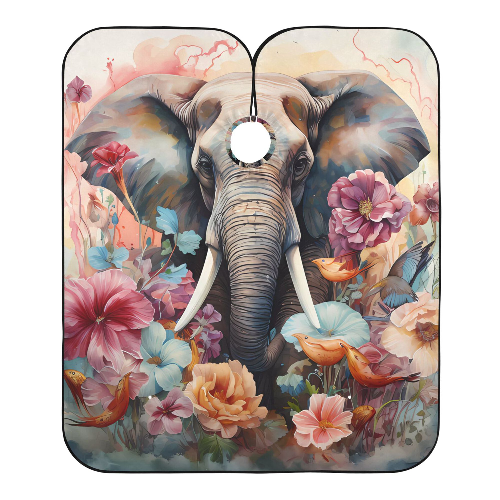 JSTEL Elephant Flowers Waterdolor Waterproof Barber Cape for Men Women ...