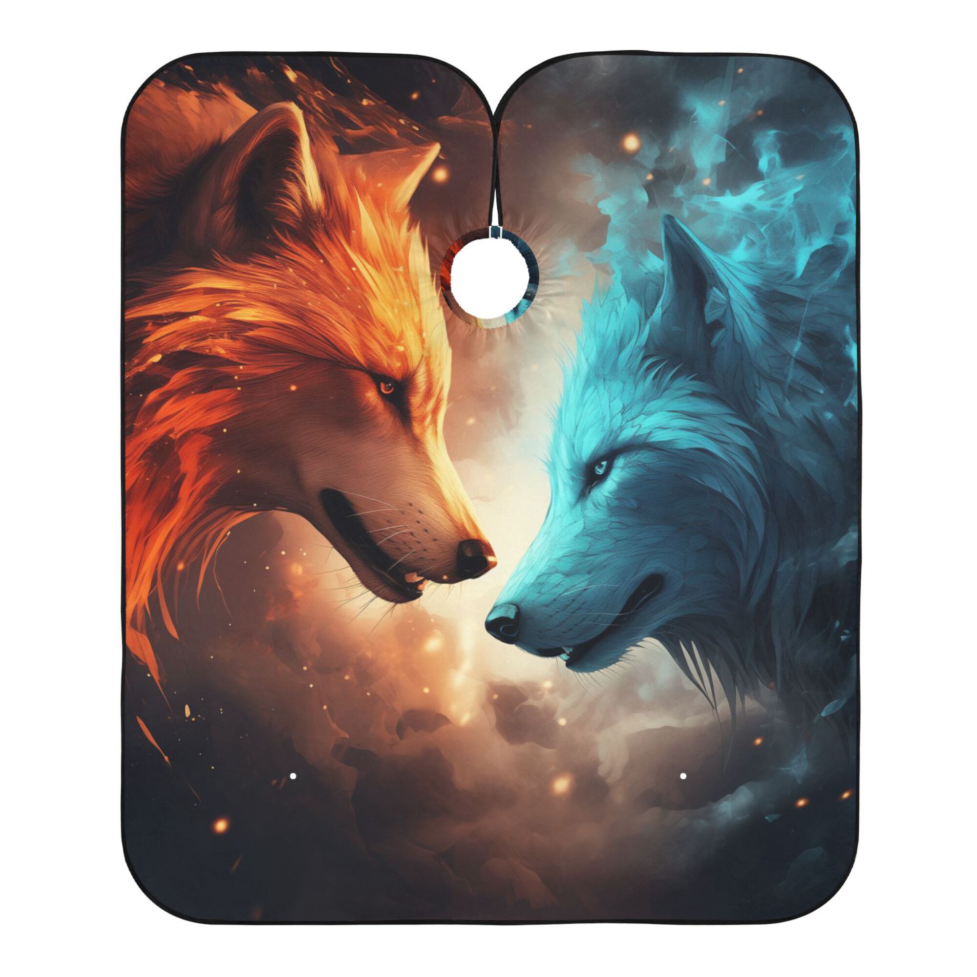 JSTEL Fire and Ice Wolf Waterproof Barber Cape for Men Women Beard ...