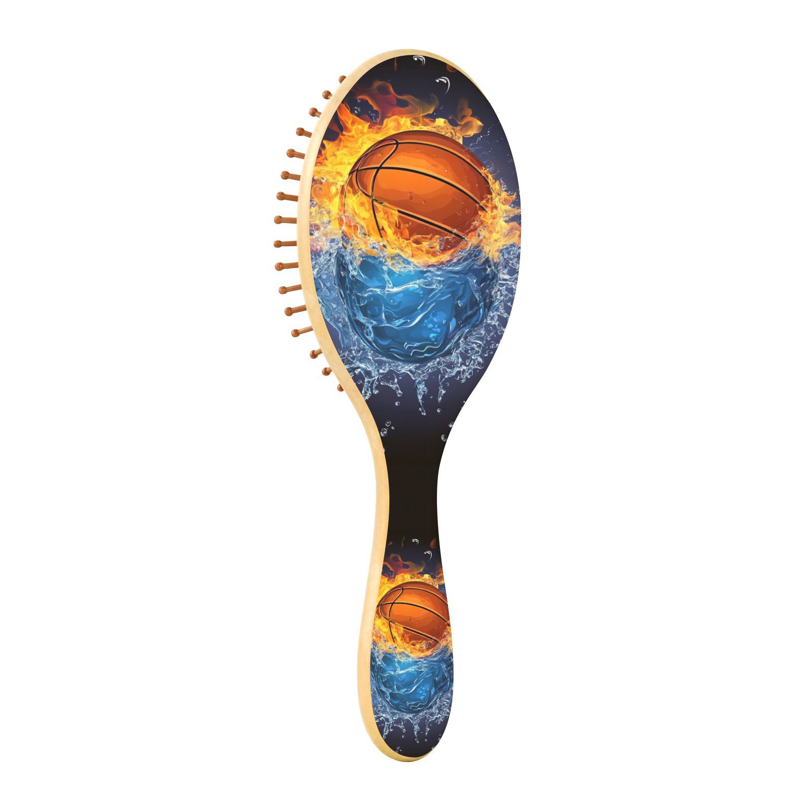 JSTEL Firring Basketball Water Hair Brush for Women Men Natural Wood ...