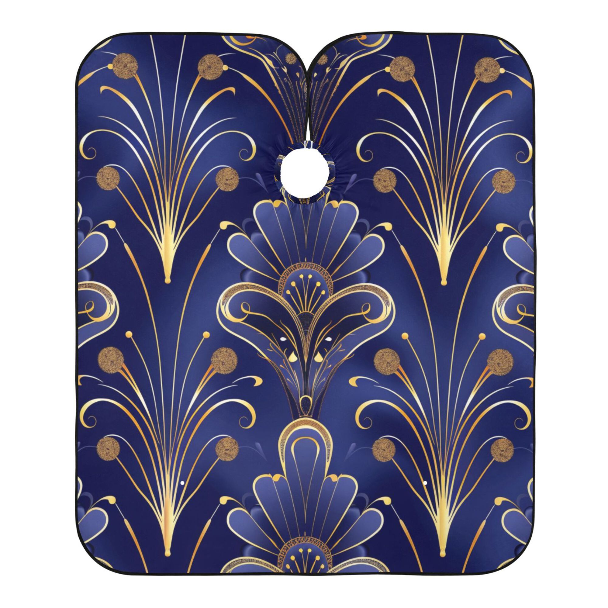 JSTEL Floral Royal Blue & Gold Damask Waterproof Barber Cape for Men ...