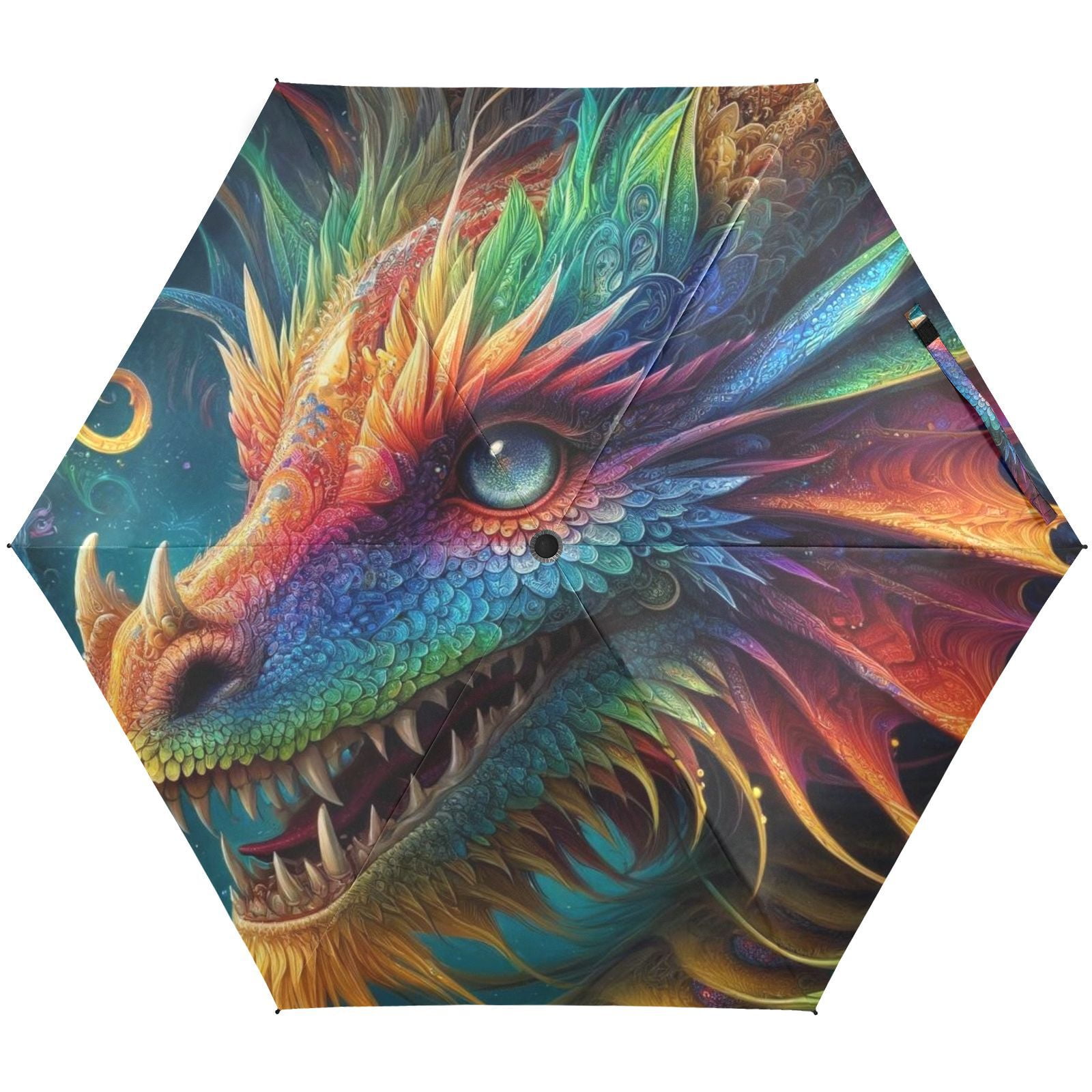 JSTEL Friendly Rainbow Dragon Portrait Folding Umbrella for Rain Sun ...