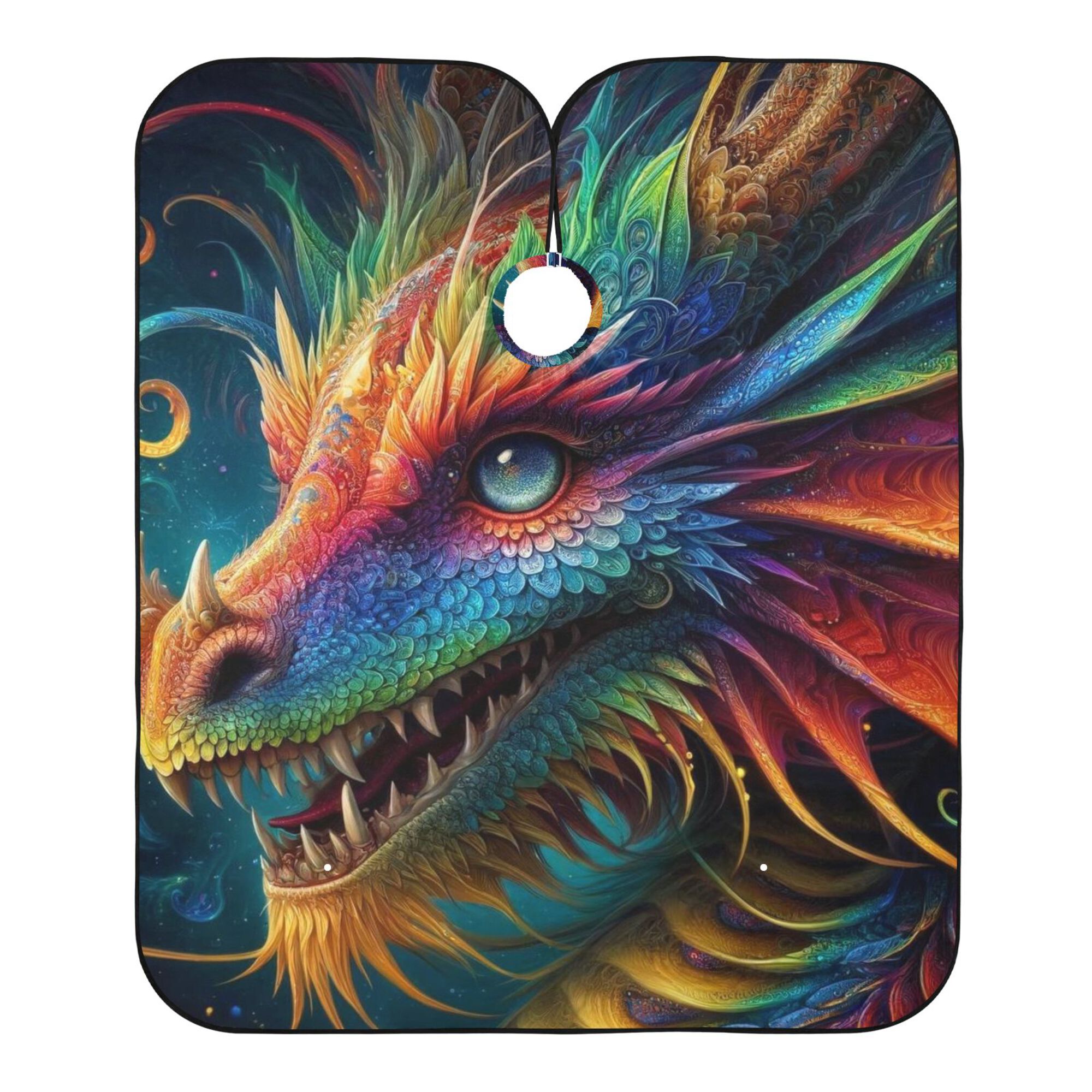 JSTEL Friendly Rainbow Dragon Portrait Waterproof Barber Cape for Men ...