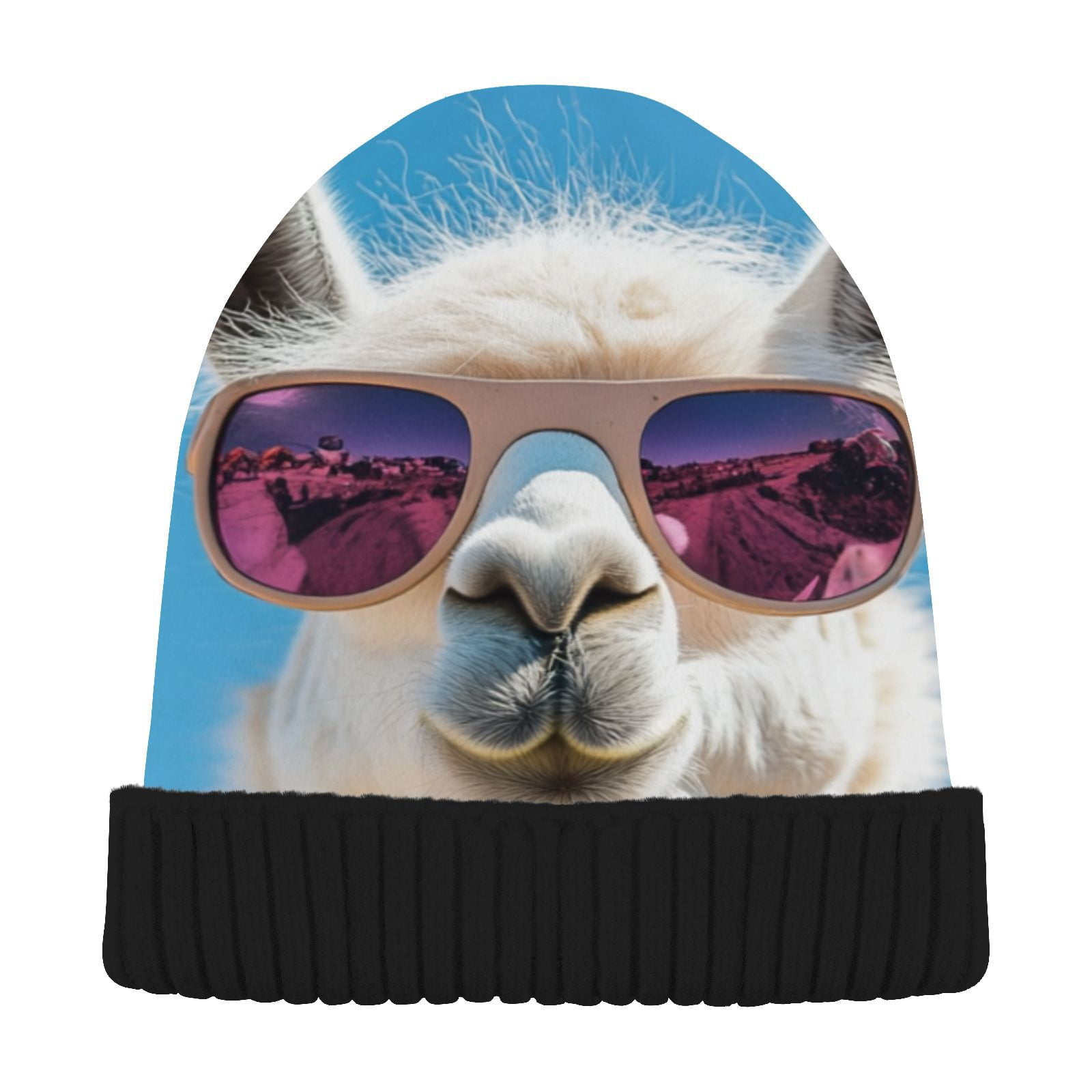 JSTEL Funny Llama Alpaca Beanie for Women Men Winter Hat Reversible ...