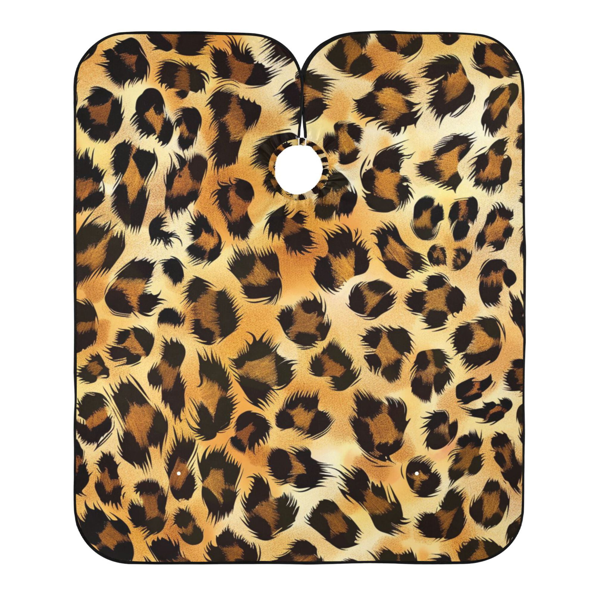 JSTEL Furry Leopard Skin Print Waterproof Barber Cape for Men Women ...