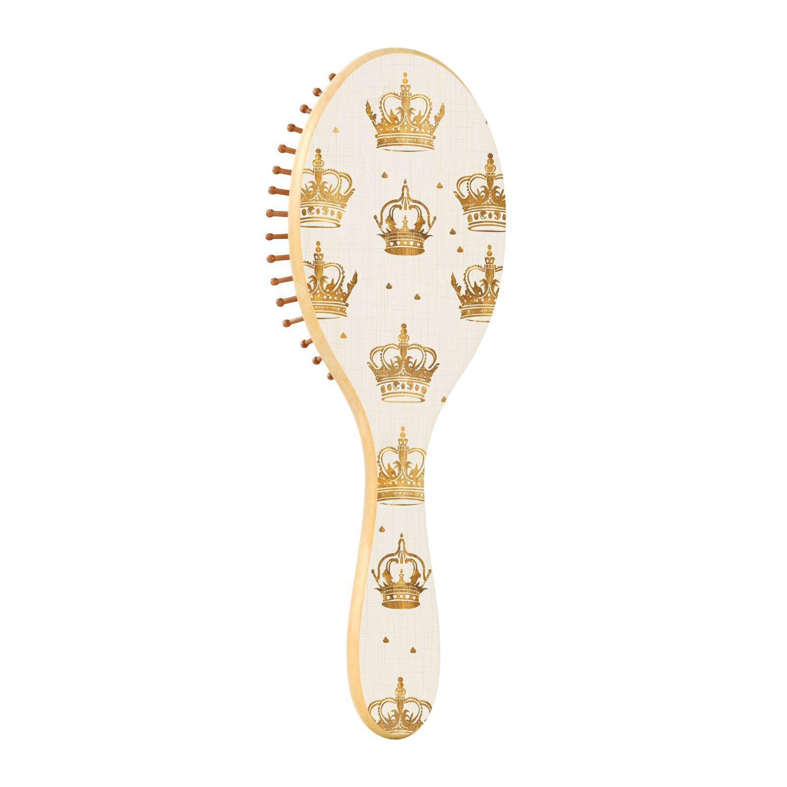 JSTEL Gold Crown Hair Brush for Women Men Natural Wood Detangler ...