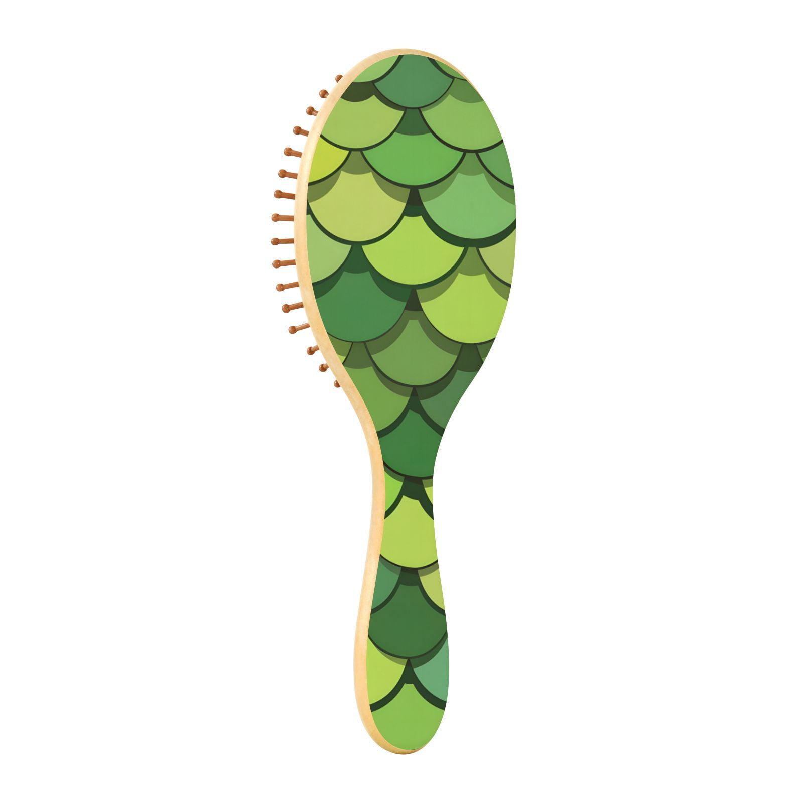 JSTEL Green Mermaid Hair Brush for Women Men Natural Wood Detangler ...