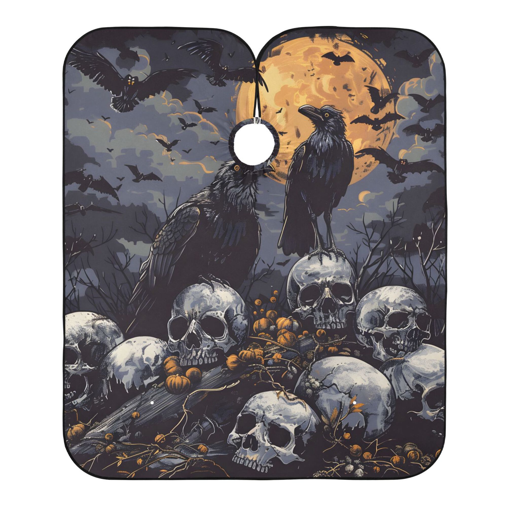 JSTEL Halloween Crow Skull Waterproof Barber Cape for Men Women Beard ...