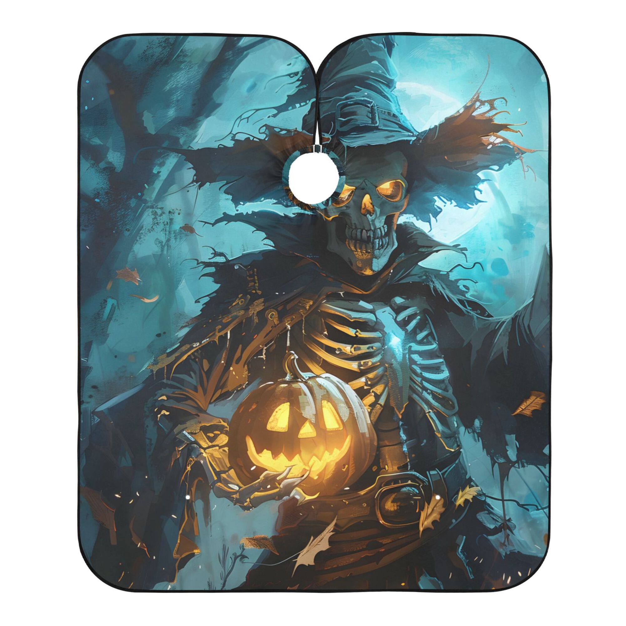 JSTEL Halloween Skull Pumpkin Waterproof Barber Cape for Men Women ...