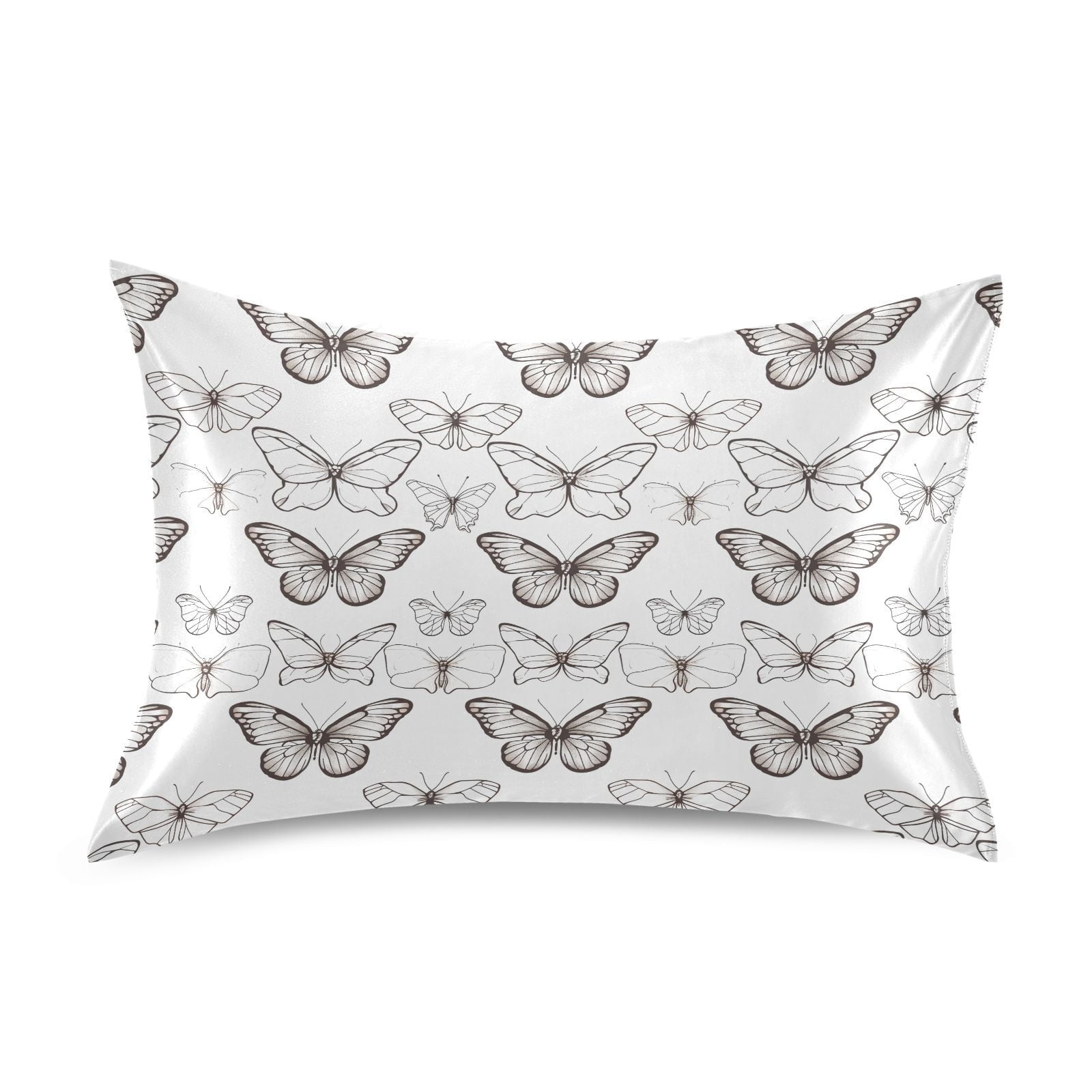 JSTEL Handrawn Butterfly Satin Pillowcase Queen Size Pillow Cases ...