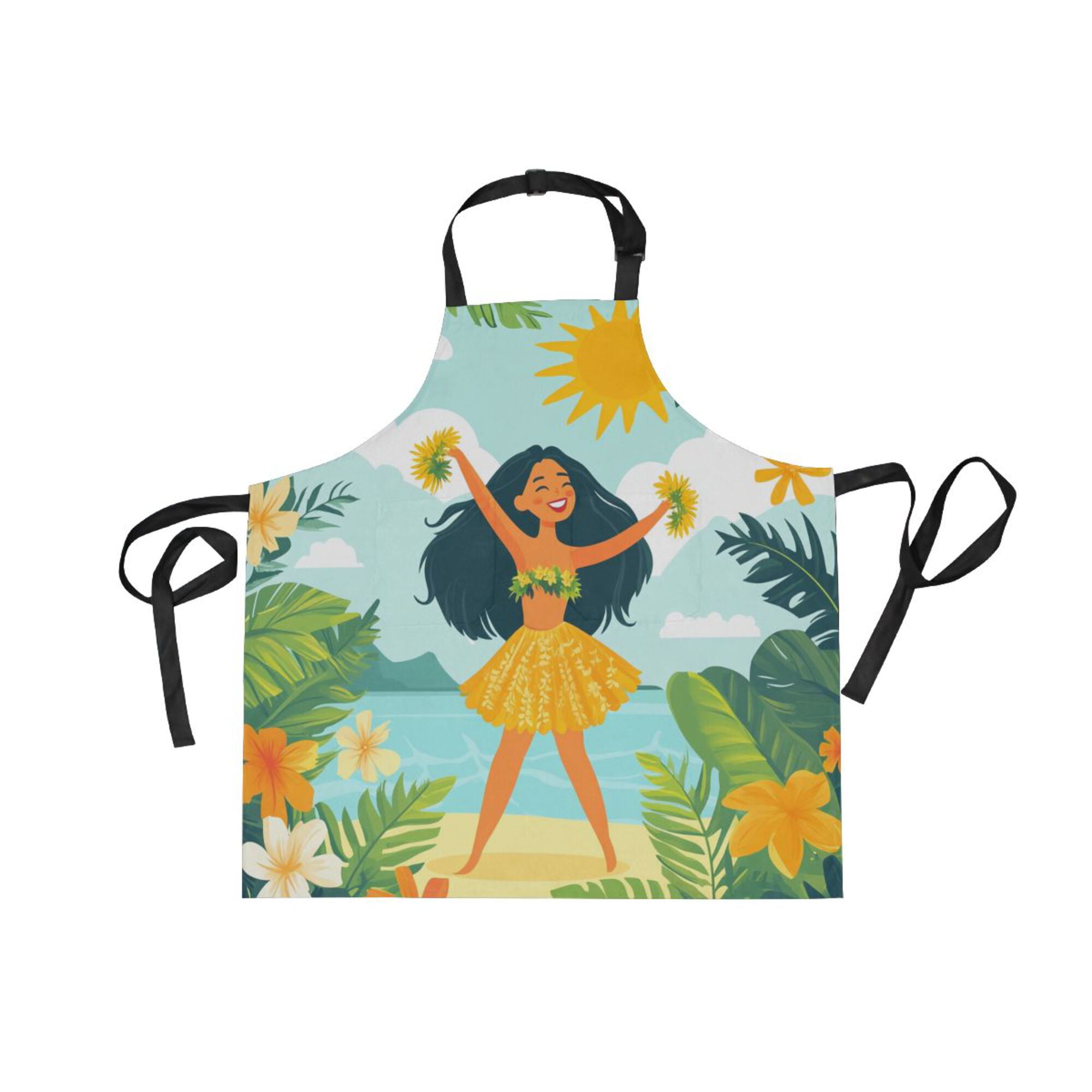 JSTEL Hawaii Hula Dancing Palm Leaves Apron with 2 Pockets for Women ...