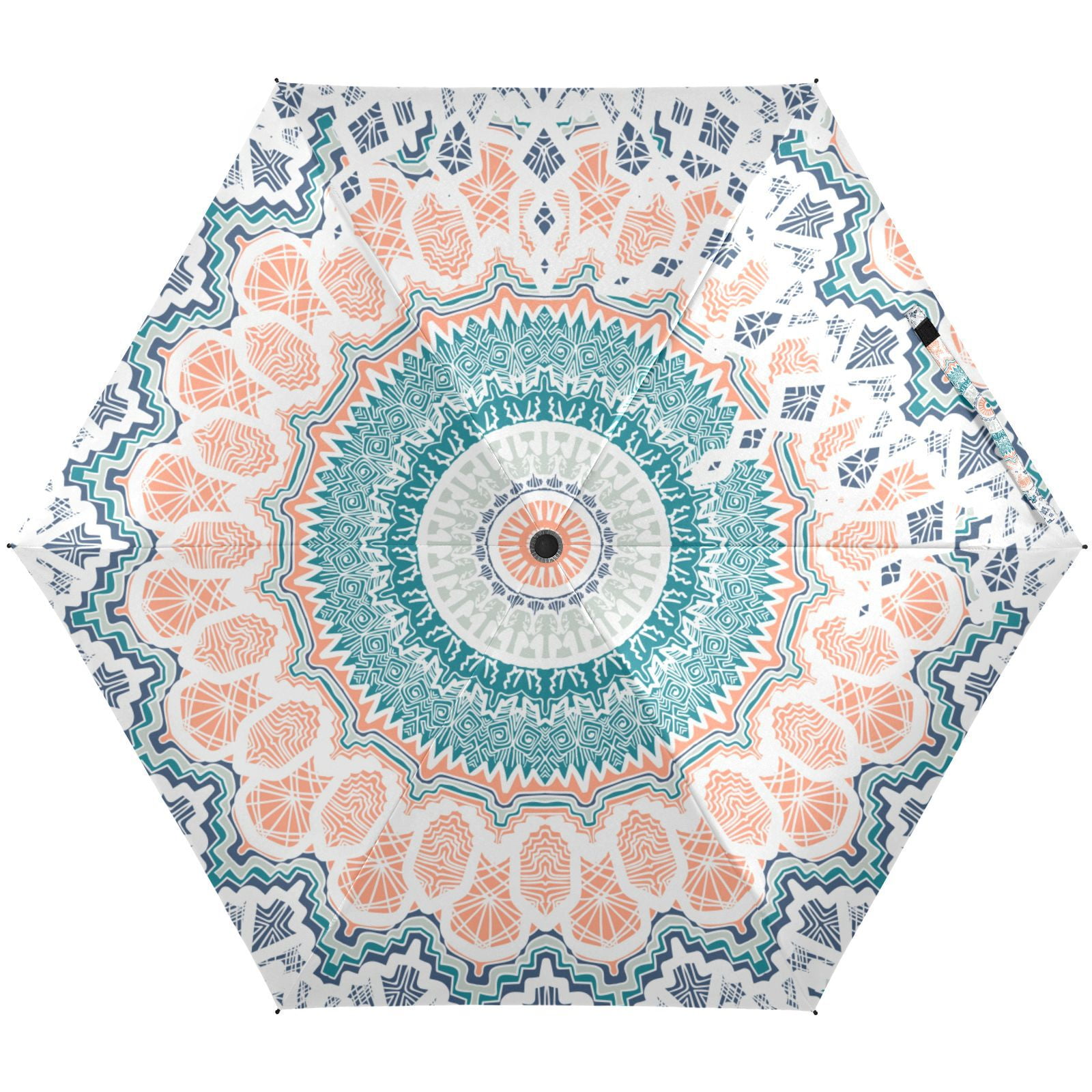 JSTEL Indian Mandala Ethnic Floral Folding Umbrella for Rain Sun Travel ...