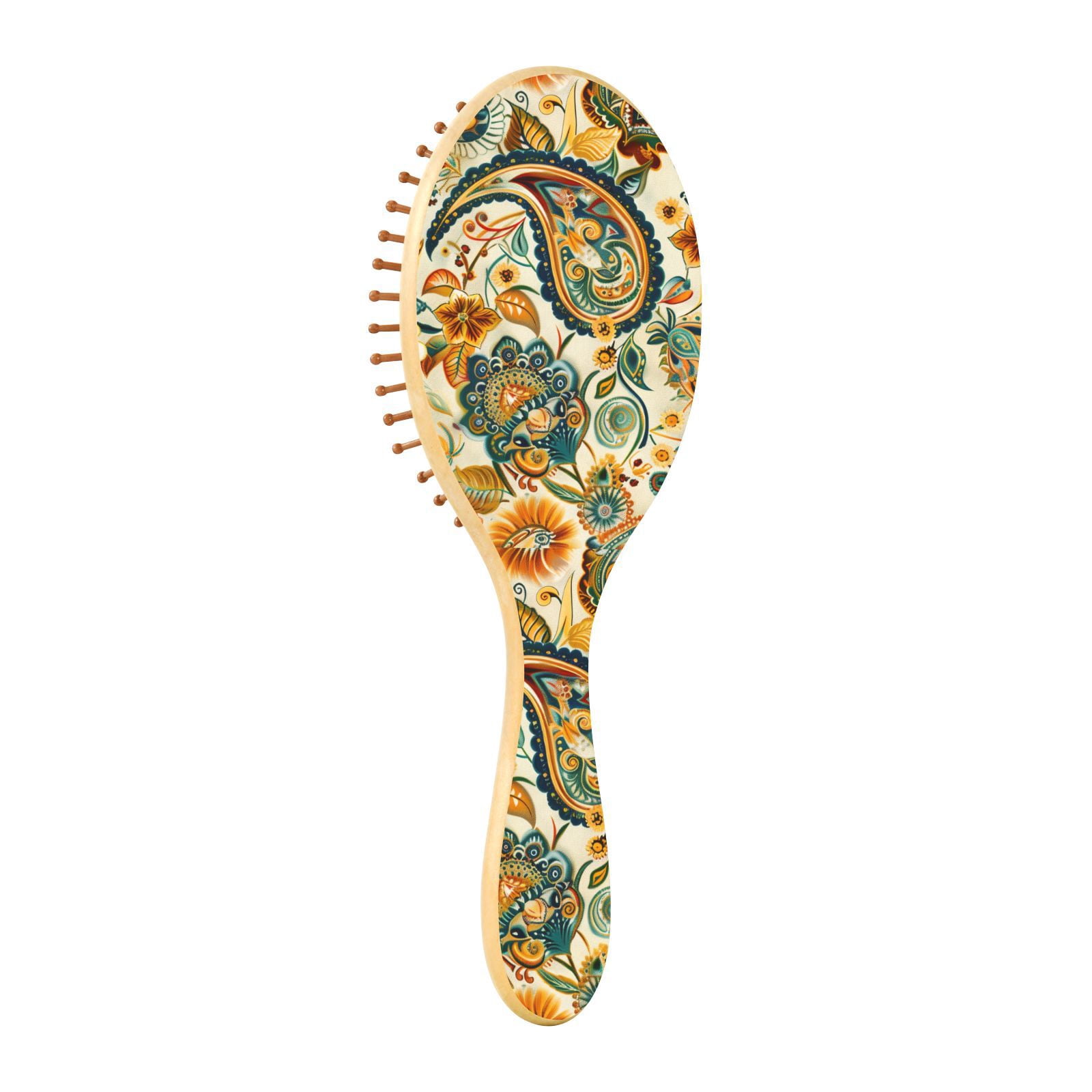 JSTEL Indian Paisley Vintage Hair Brush for Women Men Natural Wood ...