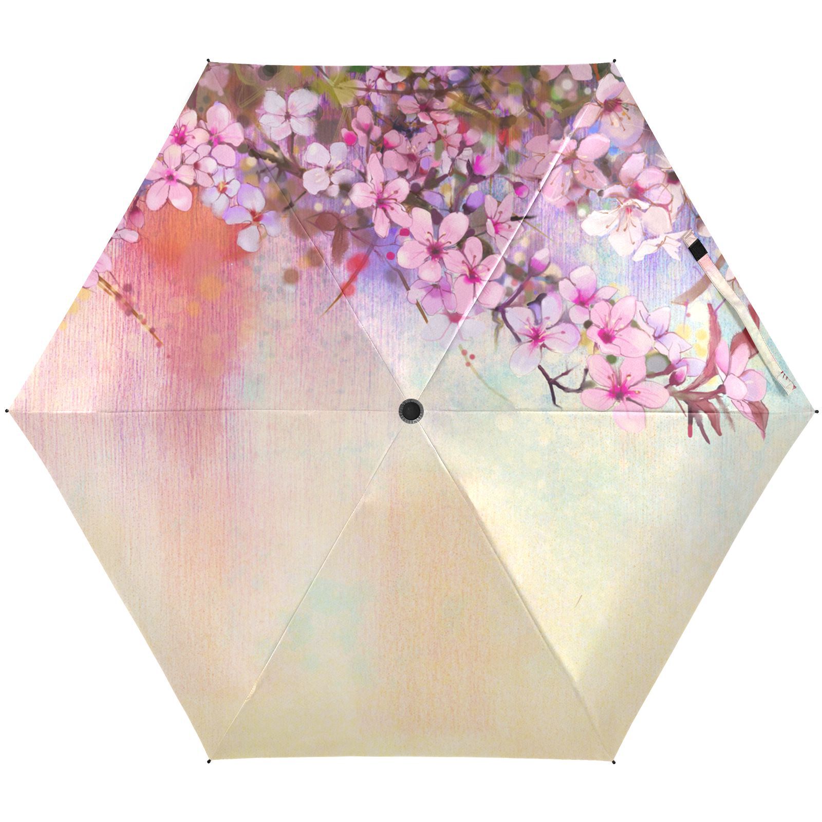 JSTEL Japanese Cherry Blossoms Sakura Folding Umbrella for Rain Sun ...