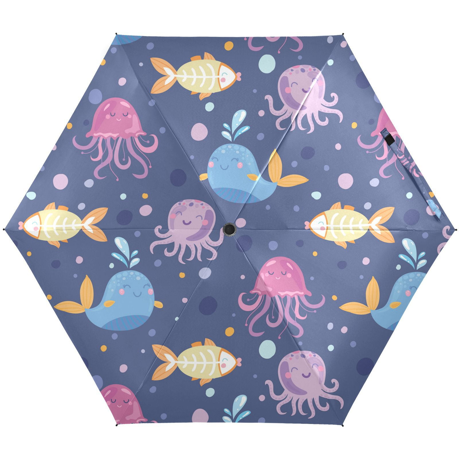 JSTEL Jellyfish Whale Octopus Folding Umbrella for Rain Sun Travel Mini ...