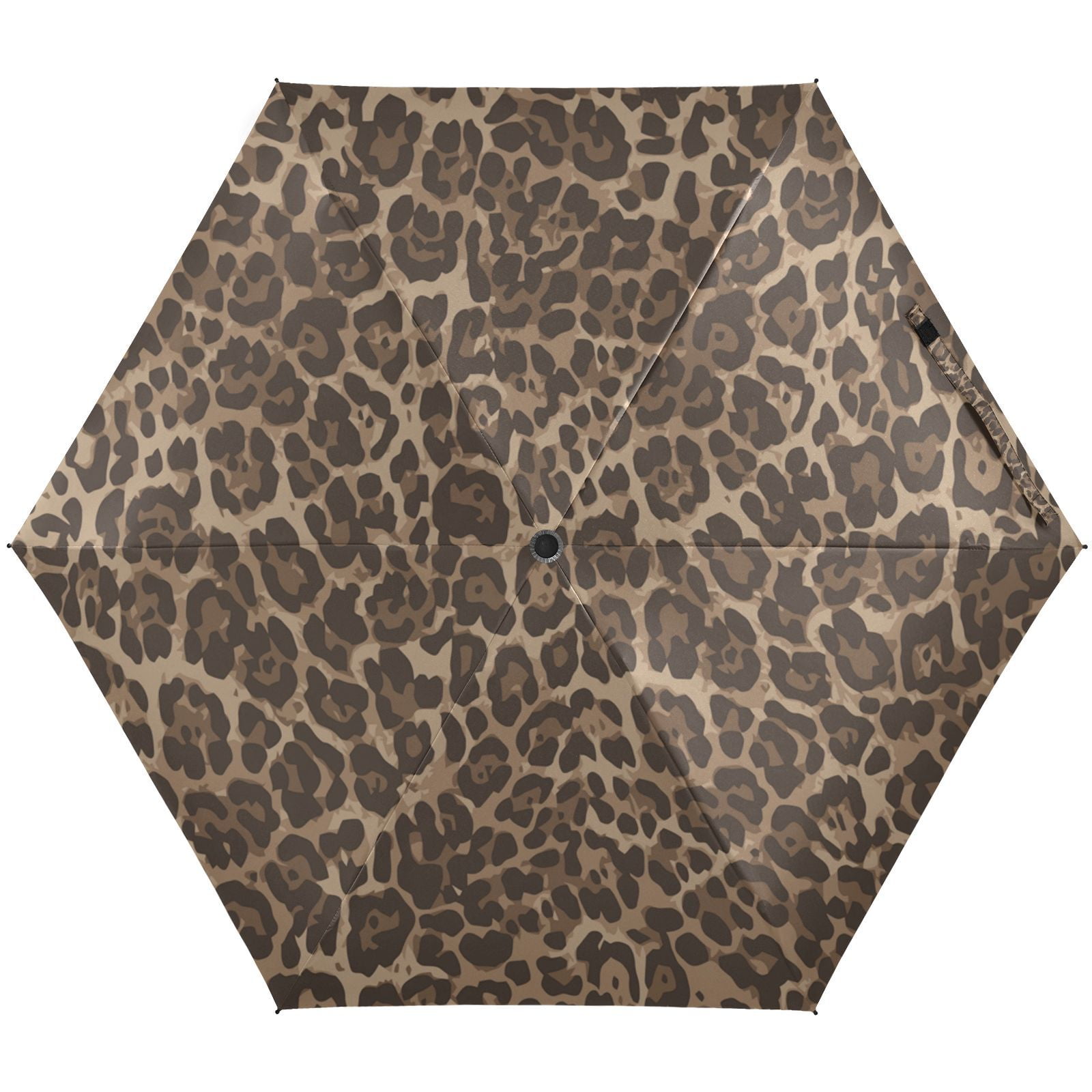 JSTEL Leopard Cheetah Print Animal Folding Umbrella for Rain Sun Travel ...