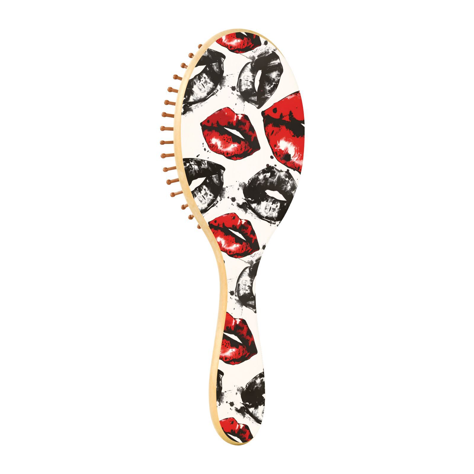 JSTEL Leopard Cheetah Red Lips Hair Brush for Women Men Natural Wood ...