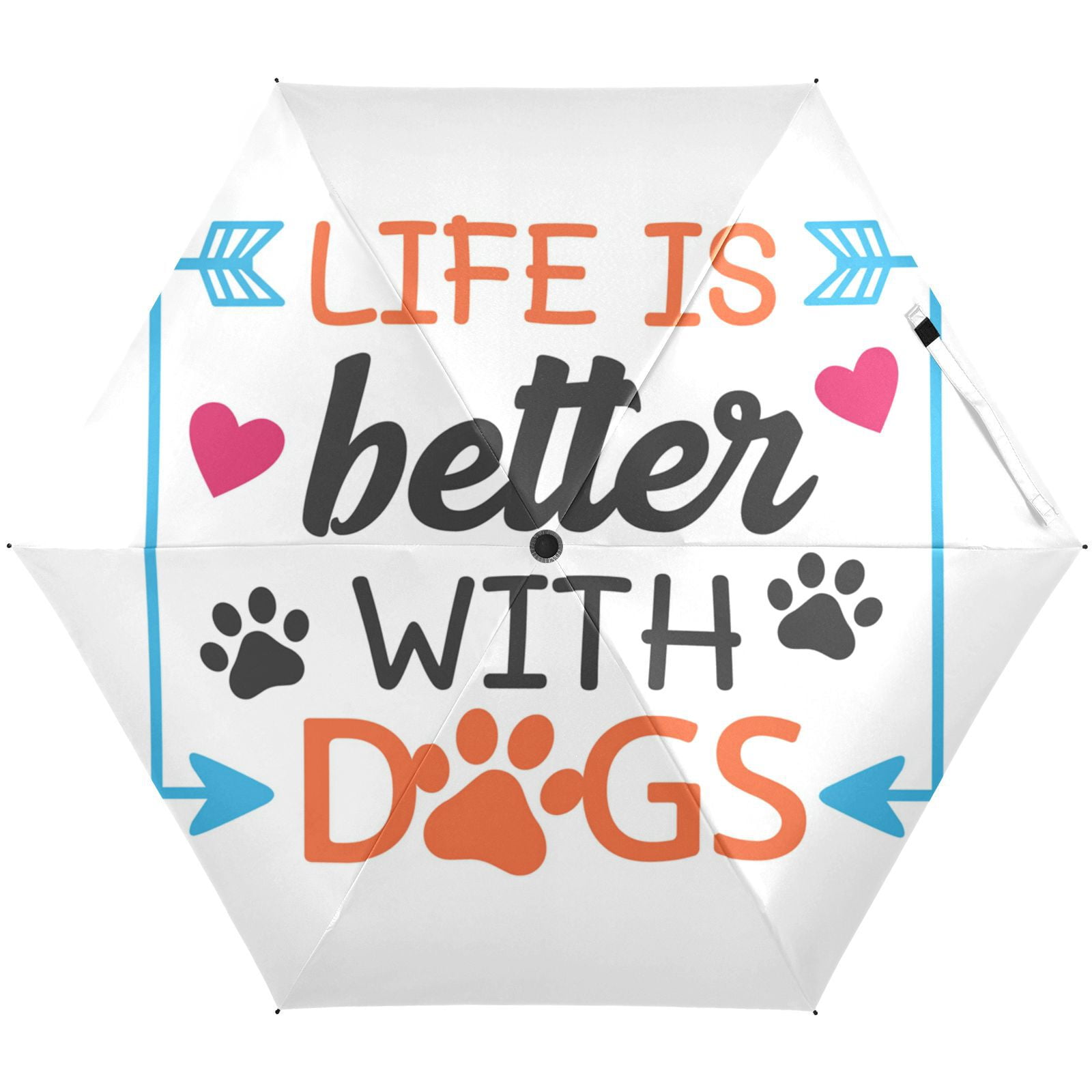 JSTEL Life Is Better with A Dog Paw Prin Funny Quote Folding Umbrella ...